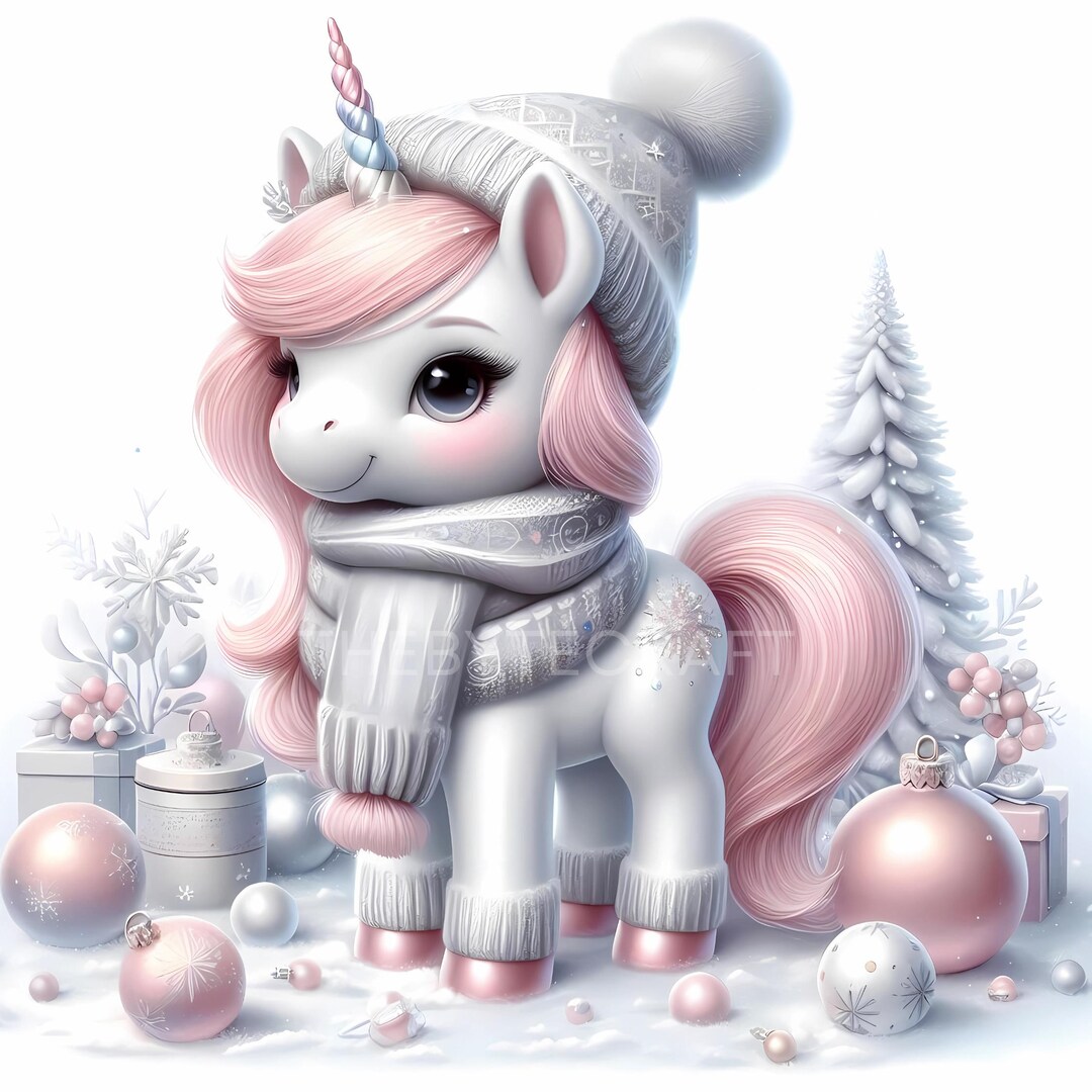 Christmas Unicorn Clipart | Winter Watercolor Printables (digital ...