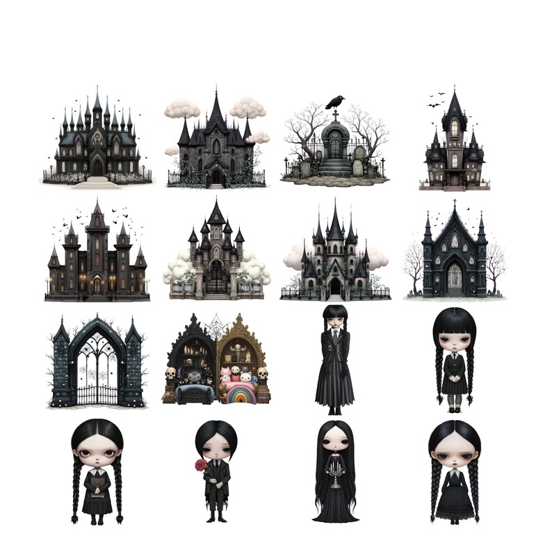 Gothic Haunted House Clipart: Spooky Halloween PNG Images (digital ...
