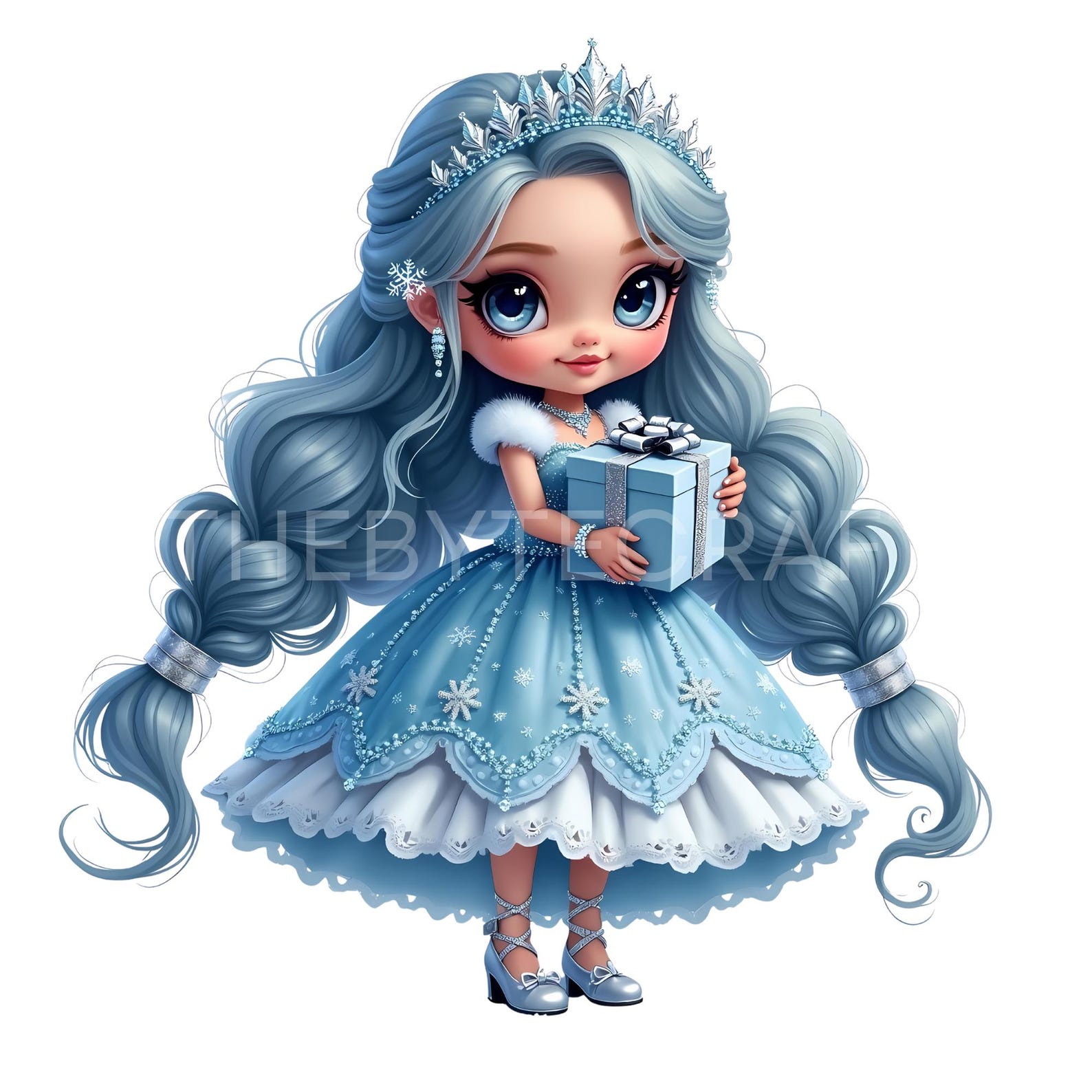 Winter Princess Clipart Bundle: Whimsical Birthday Girl PNG (digital ...