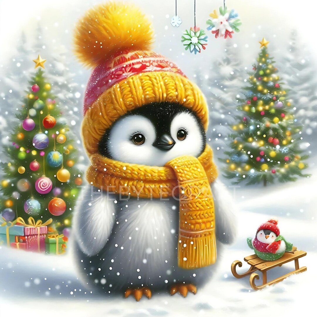 Christmas Penguin Watercolor Clipart Christmas Clipart Bundle Penguin ...
