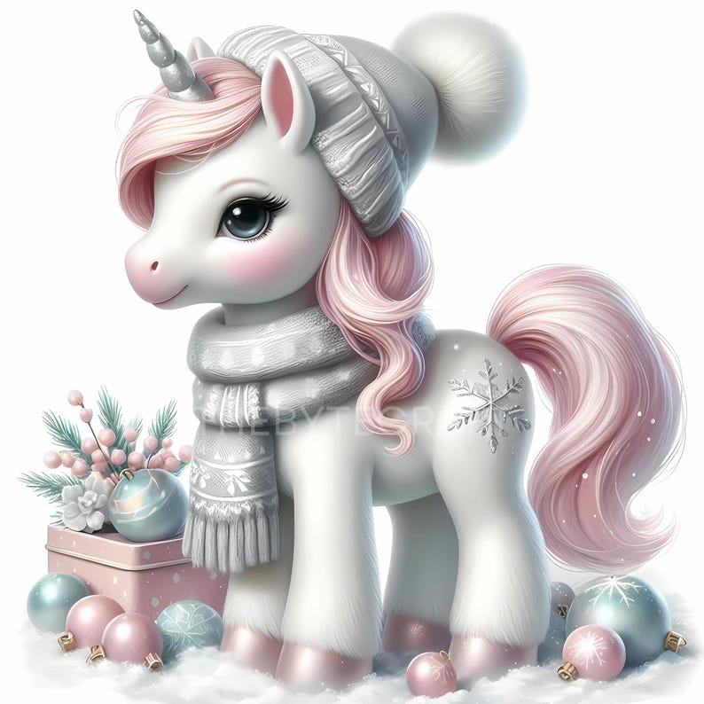 Christmas Unicorn Clipart | Winter Watercolor Printables (digital ...