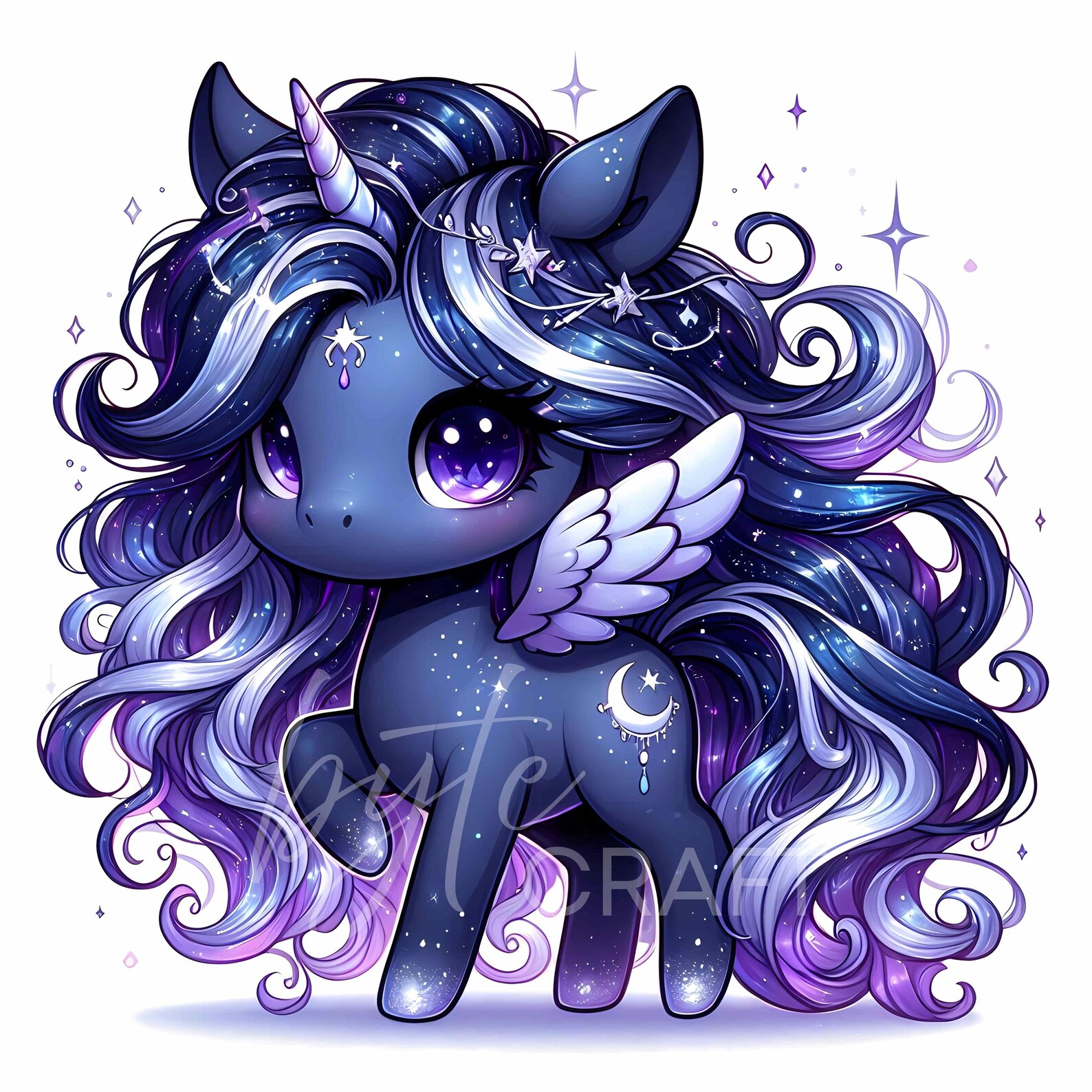 10 High-quality 300 DPI JPEG Celestial Blossom Unicorn Clipart Galaxy ...