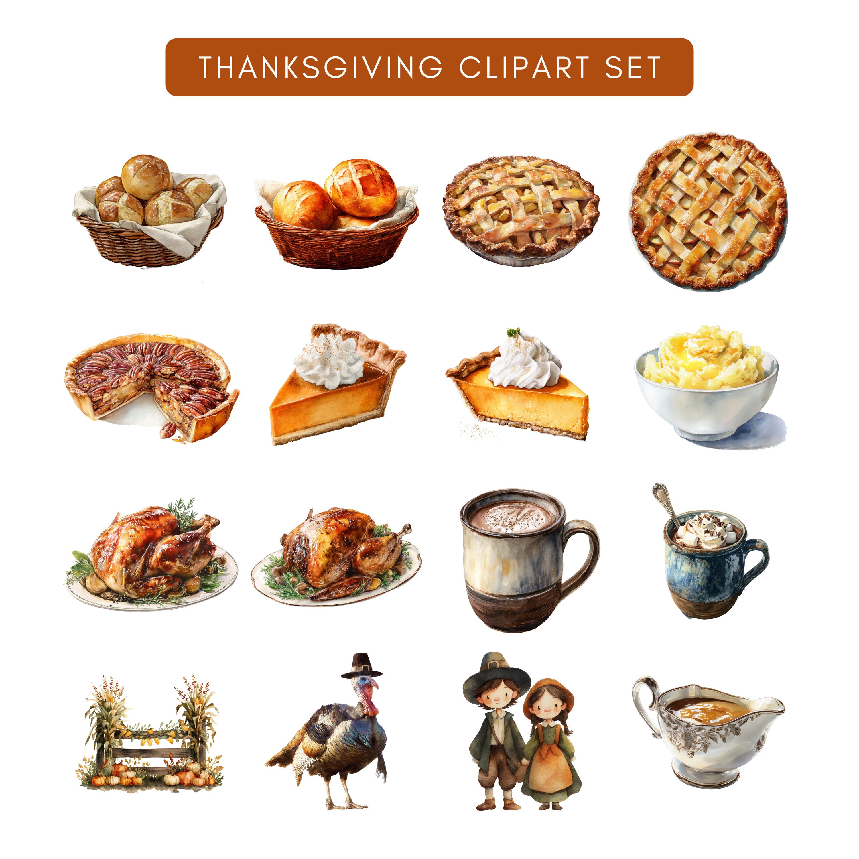 Farmhouse Thanksgiving Clipart Set: Rustic Autumn Harvest Pngs (digital ...