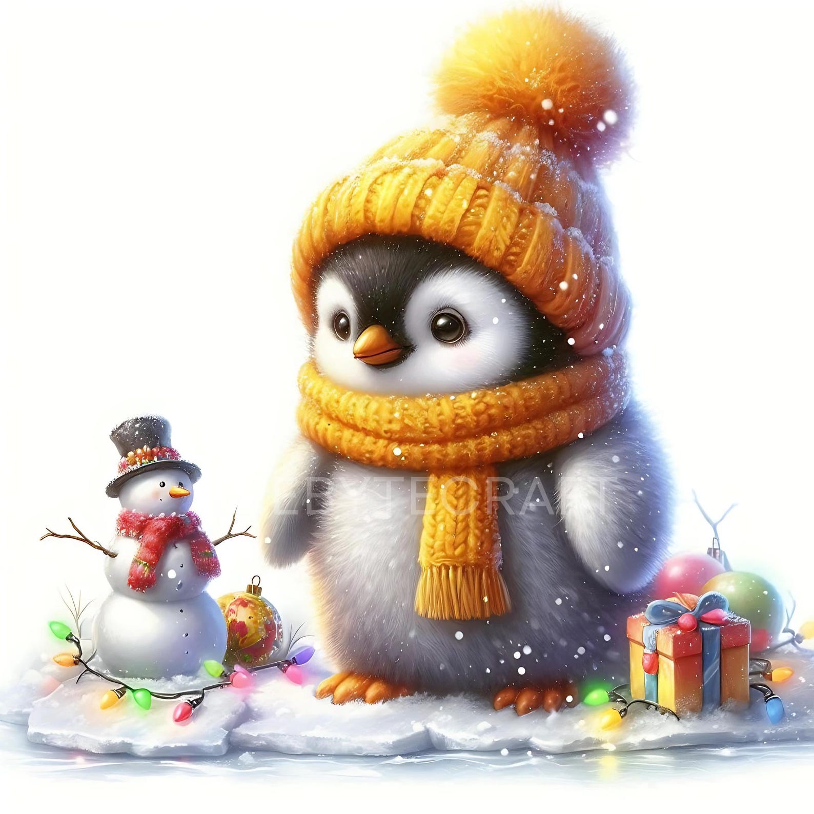 Christmas Penguin Watercolor Clipart Bundle: Whimsical JPG Images ...