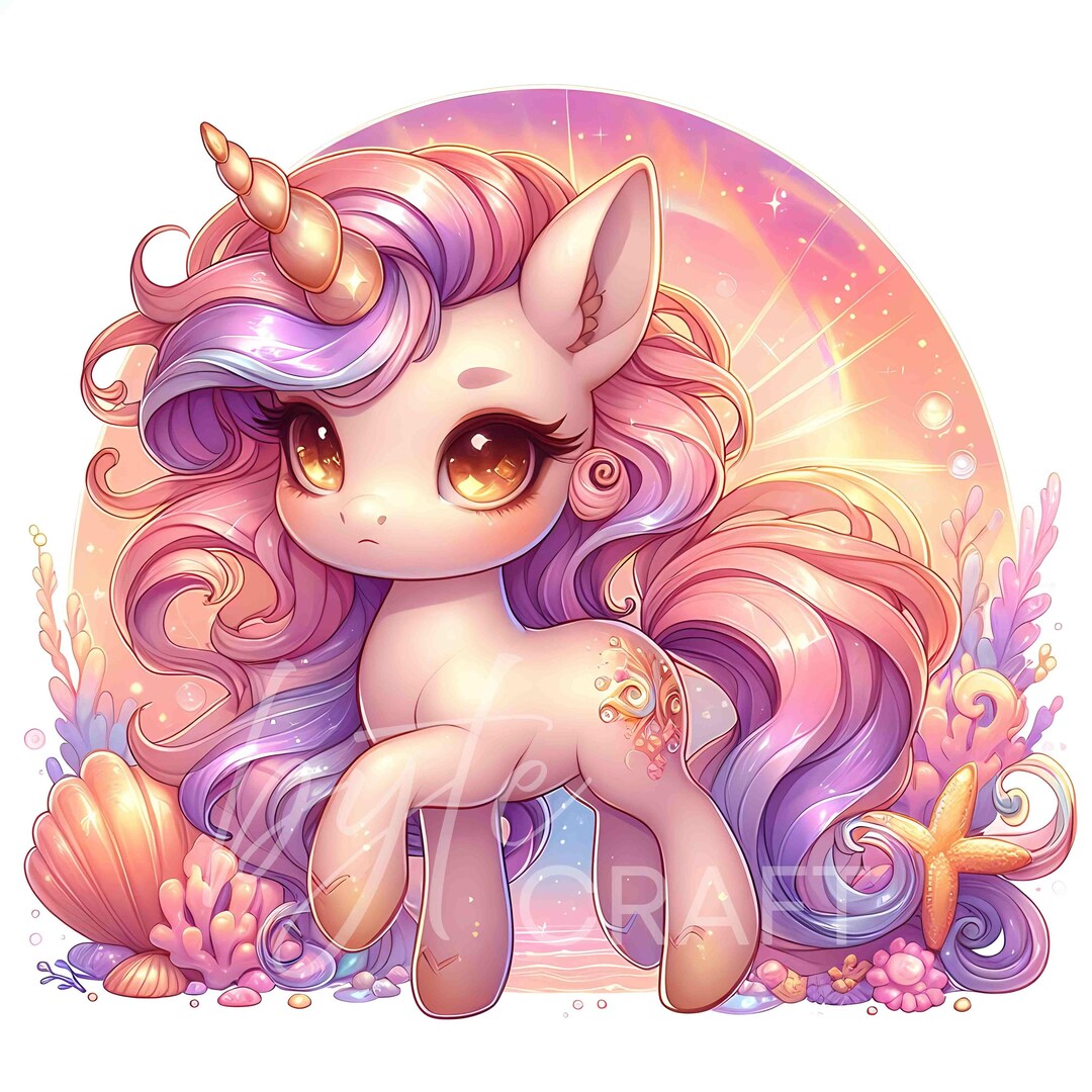 10 High-quality 300 DPI JPEG Sunset Mermaid Unicorn Clipart Commercial ...