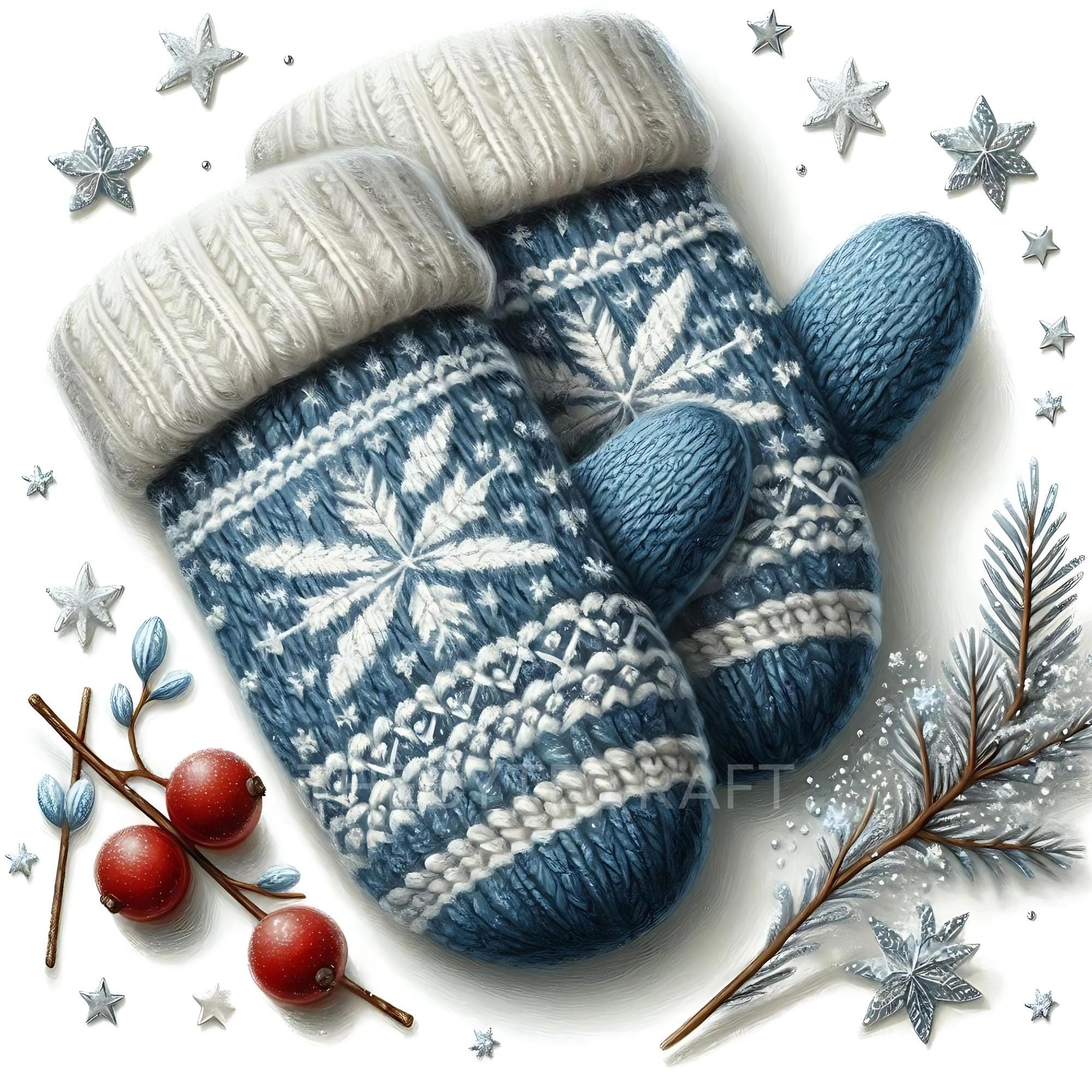 Christmas Mitten Clipart Bundle: Watercolor Winter Graphics (JPG ...