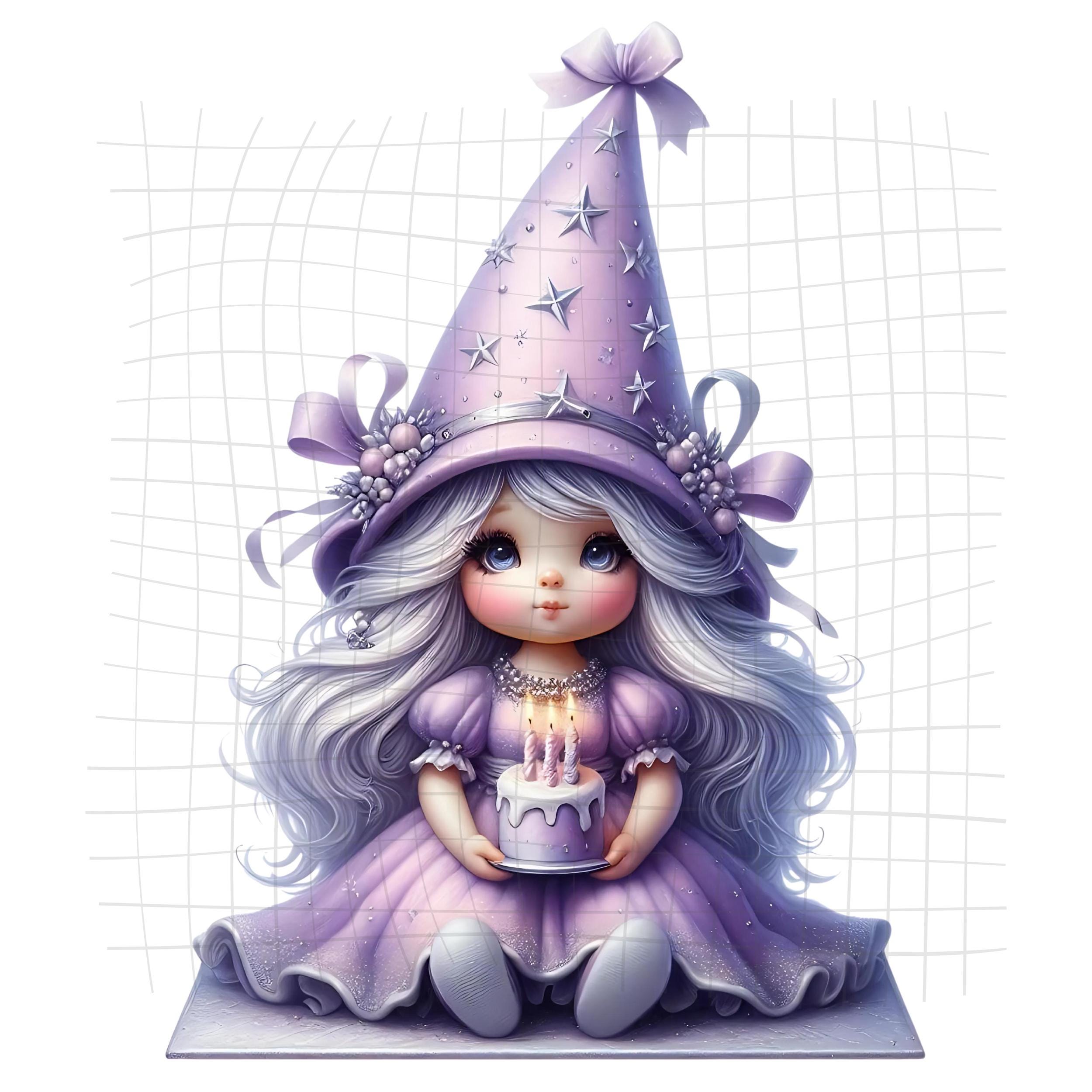 Lilac Princess Gnome Clipart: Birthday Girl Watercolor (JPG Digital ...