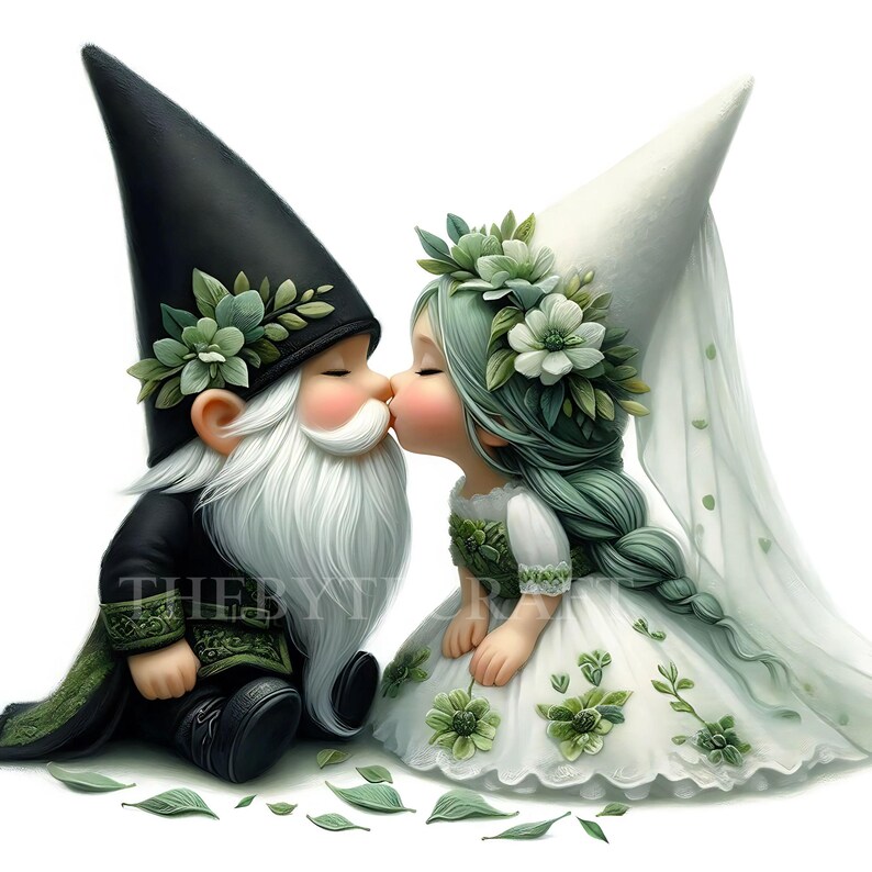 Kissing Gnome Wedding, Gnome Clipart Set, Magical Wedding Decor, Gnome ...