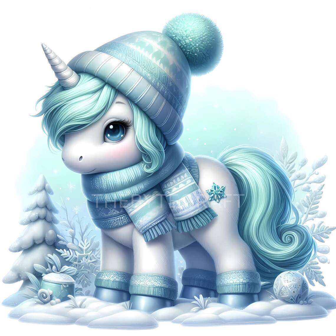 Christmas Winter Unicorns Clipart | High Quality 300 DPI Jpegs ...