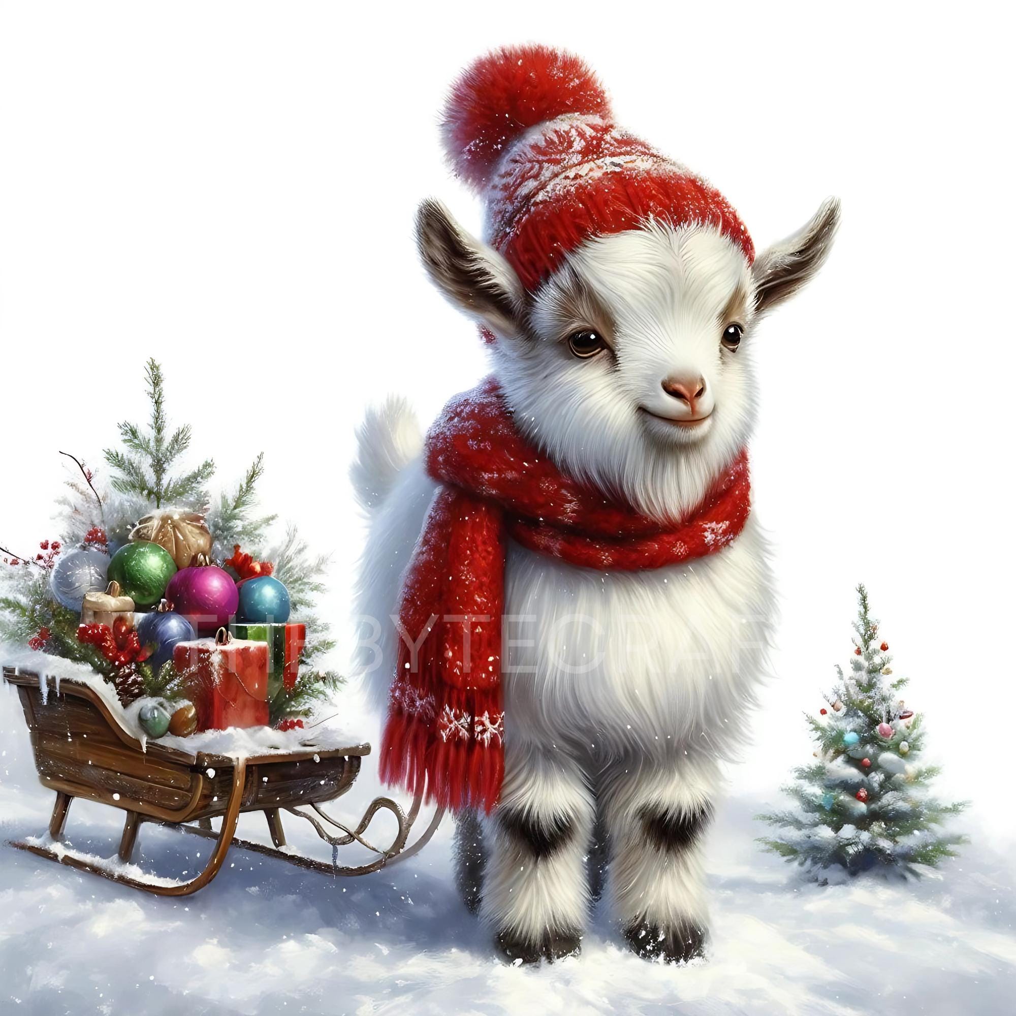 Christmas Goat, Set of 10 | High Quality 300 DPI Jpegs |, Christmas ...