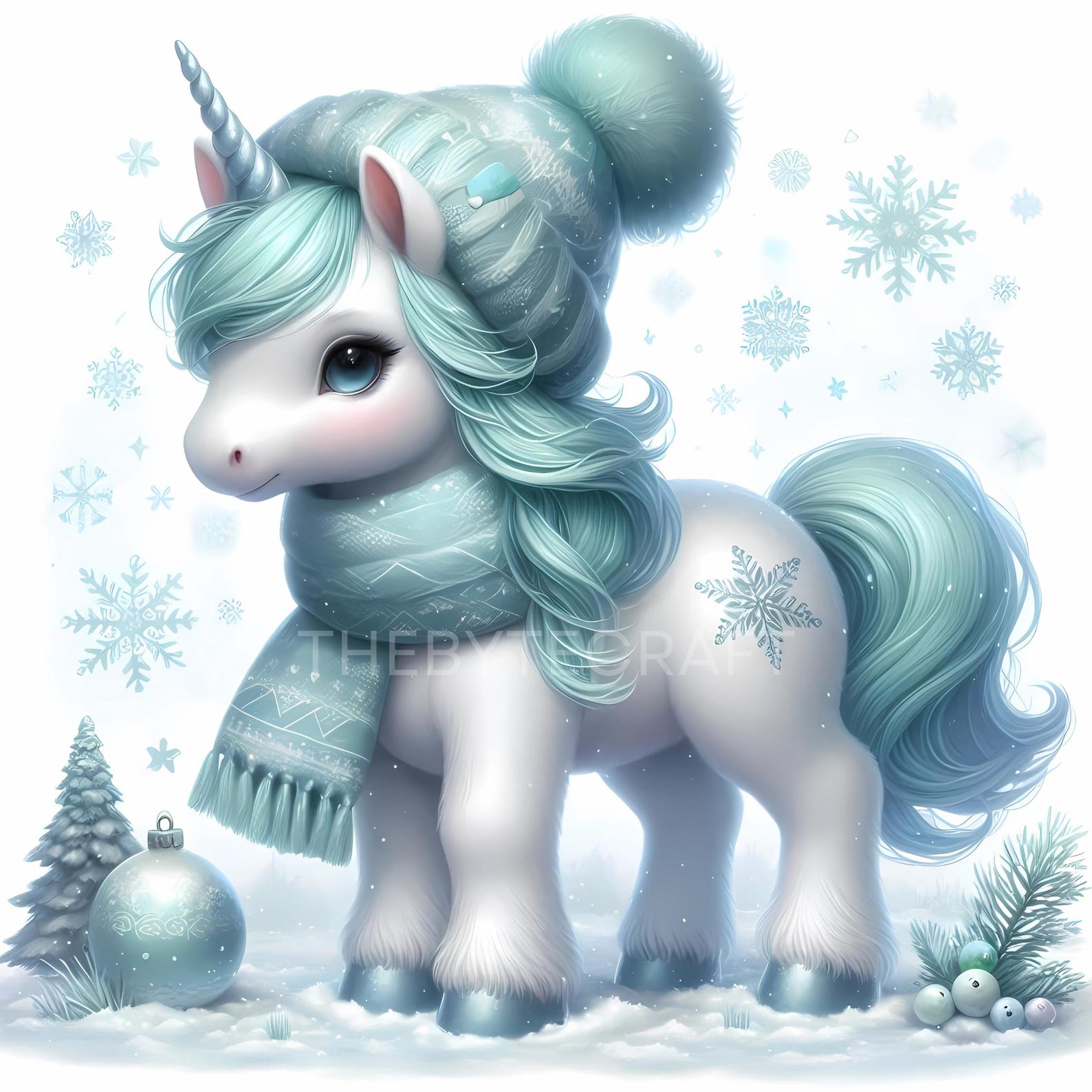Watercolor Christmas Unicorn Clipart | Winter Baby Unicorns (300 DPI ...