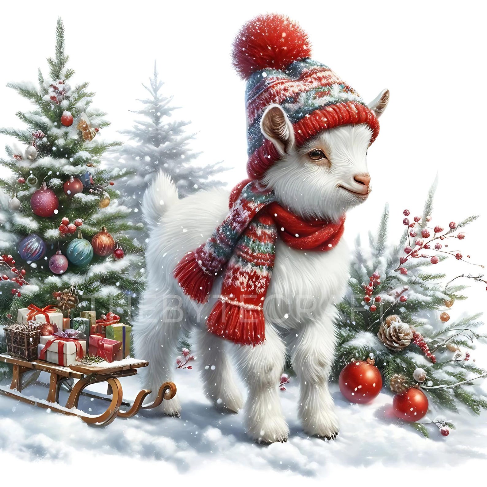 Christmas Goat, Set of 10 | High Quality 300 DPI Jpegs |, Christmas ...