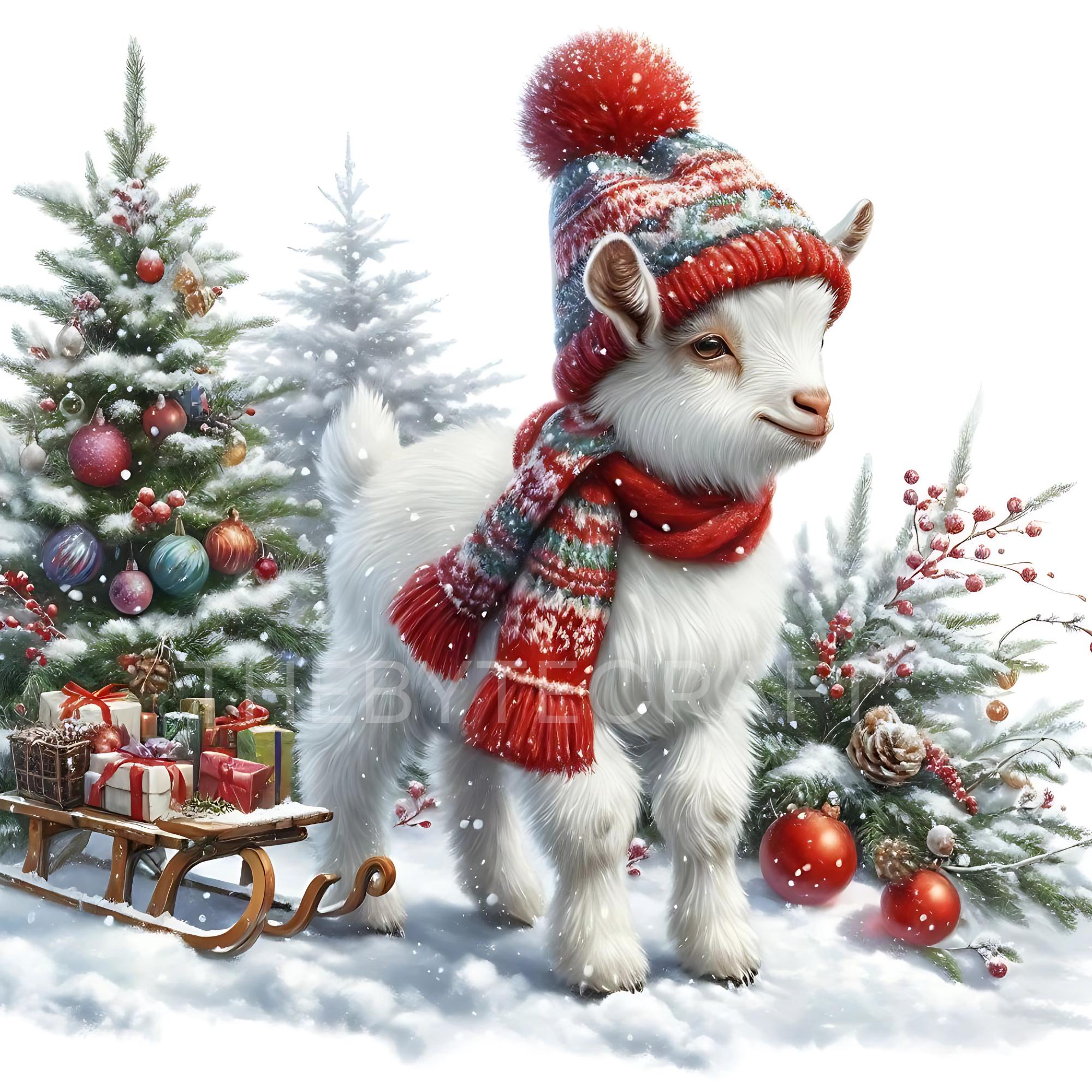 Christmas Goat, Set of 10 | High Quality 300 DPI Jpegs |, Christmas ...