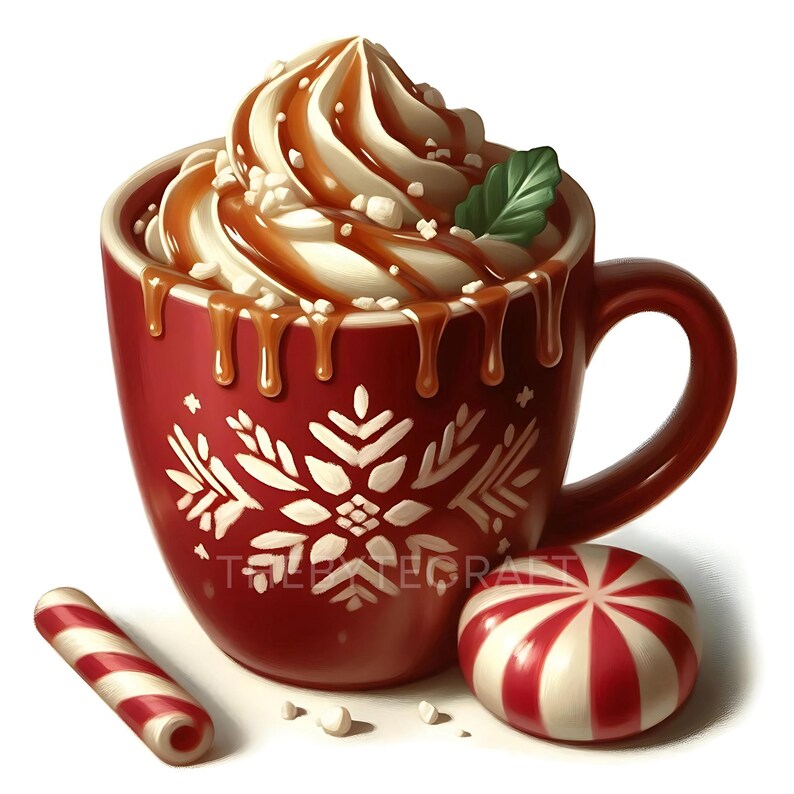 Watercolor Christmas Mug Clipart Bundle: Farmhouse Winter Designs (JPG ...