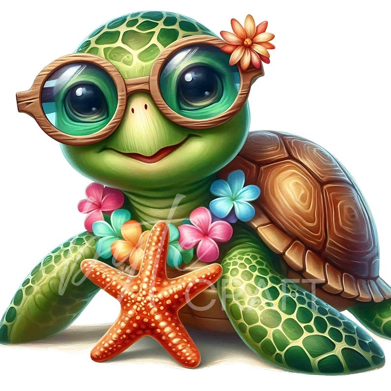 11 Surfing Turtle Clipart Summer Beach Sea Turtle Cute Ocean Animal ...