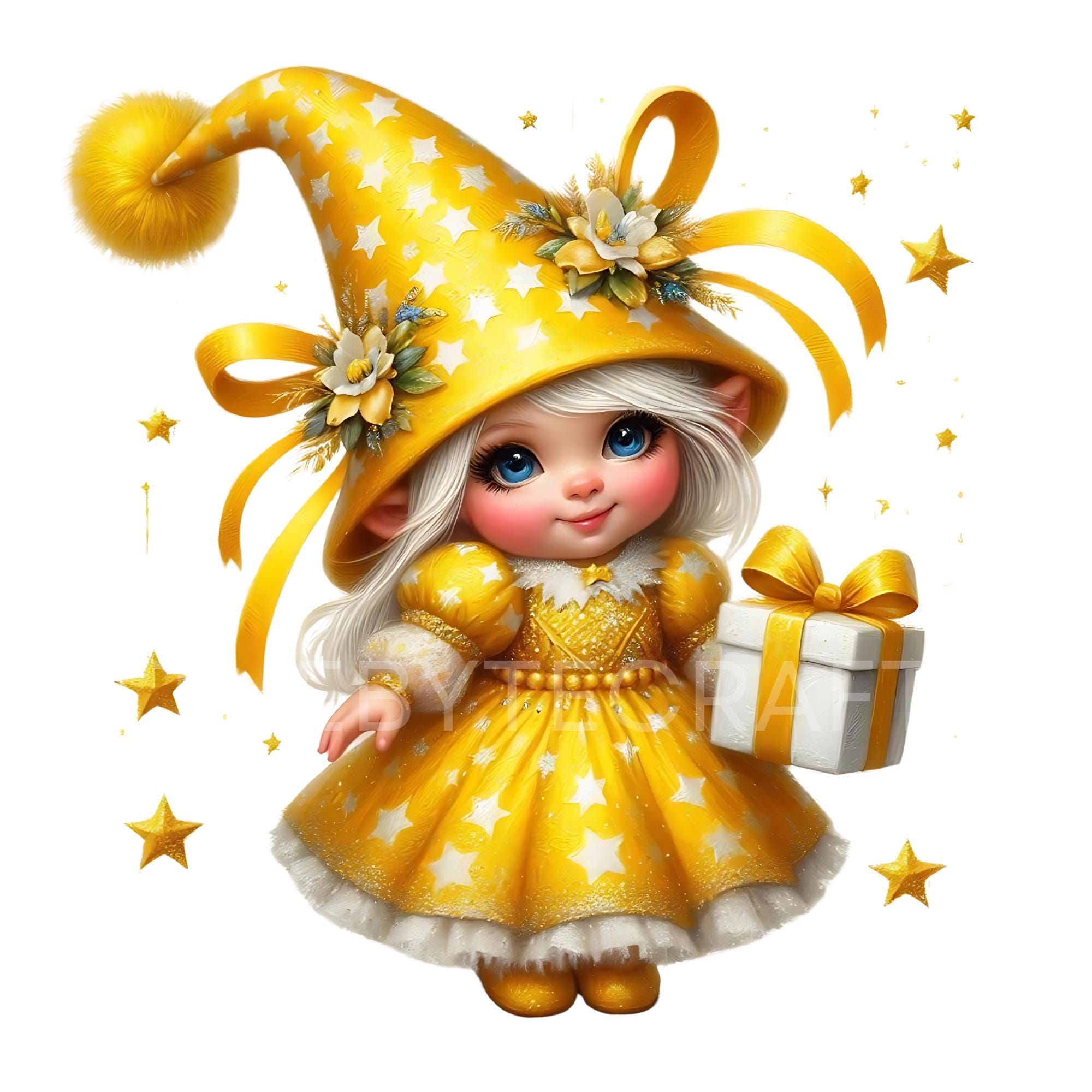 Birthday Princess Watercolor Gnome Clipart: Whimsical PNG Bundle ...