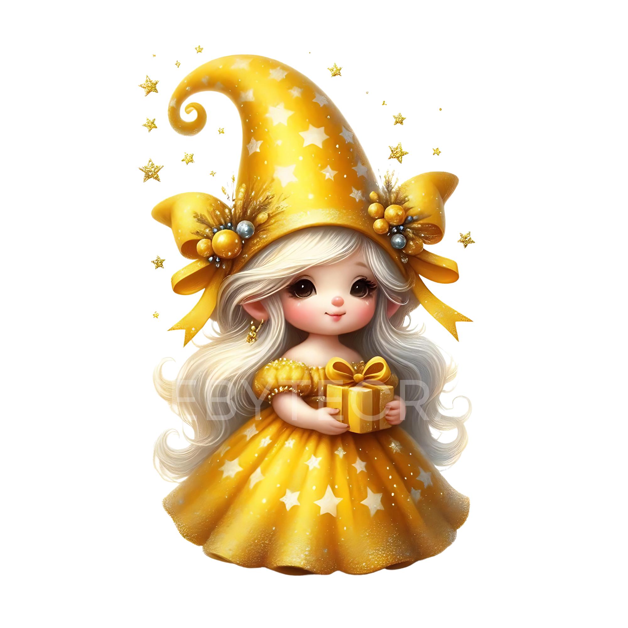 Birthday Princess Watercolor Gnome Clipart: Whimsical PNG Bundle ...
