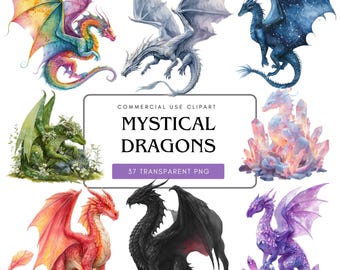 37 Fantasy Mystical Dragons Clipart Collection Fairy Tale PNG Magical ...