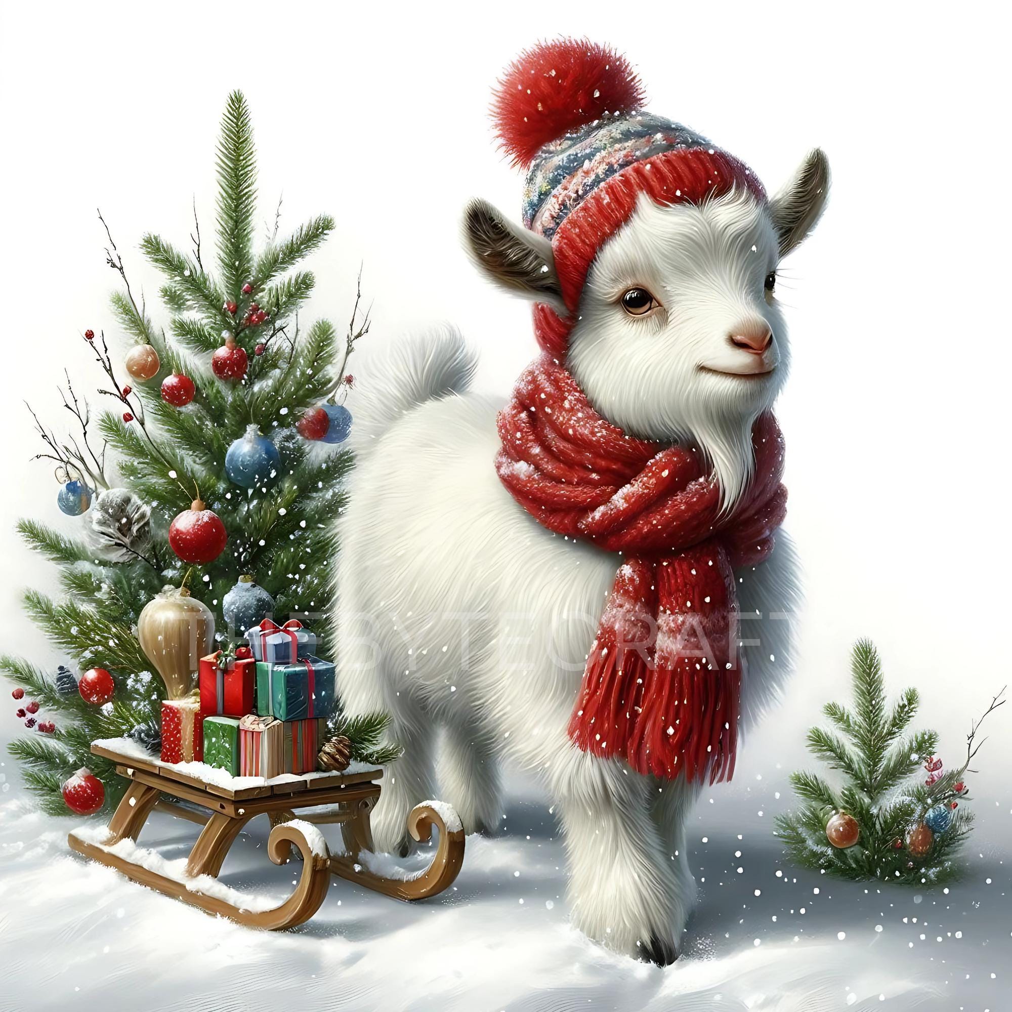 Christmas Goat, Set of 10 | High Quality 300 DPI Jpegs |, Christmas ...