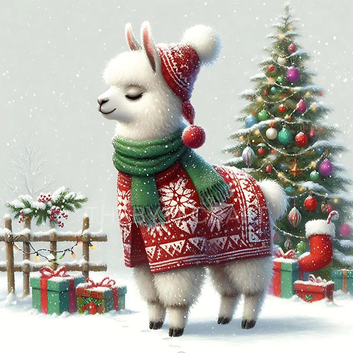Christmas Llama Clipart Set: Whimsical Holiday Jpegs (digital Download ...