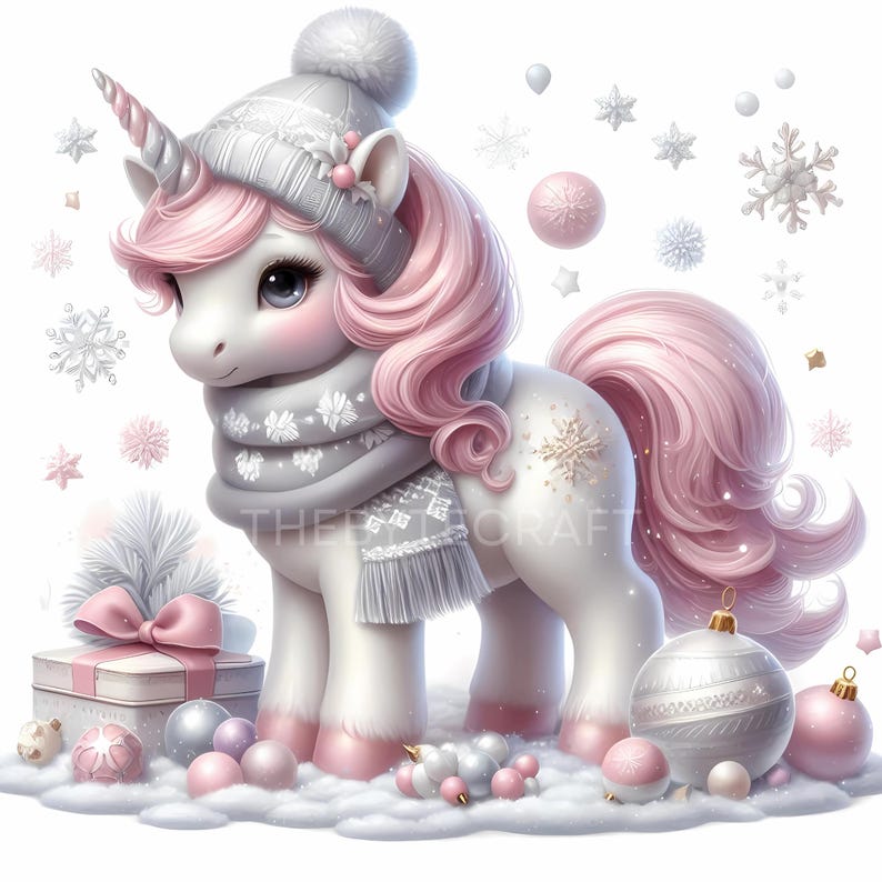 Christmas Unicorn Clipart | Winter Watercolor Printables (digital ...