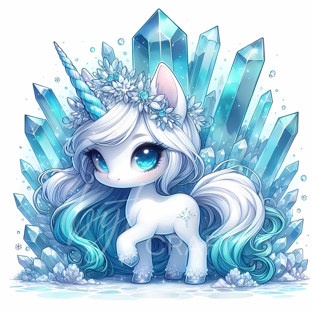 10 High-quality 300 DPI JPEG Aquamarine Unicorn Clipart Icy Blue ...