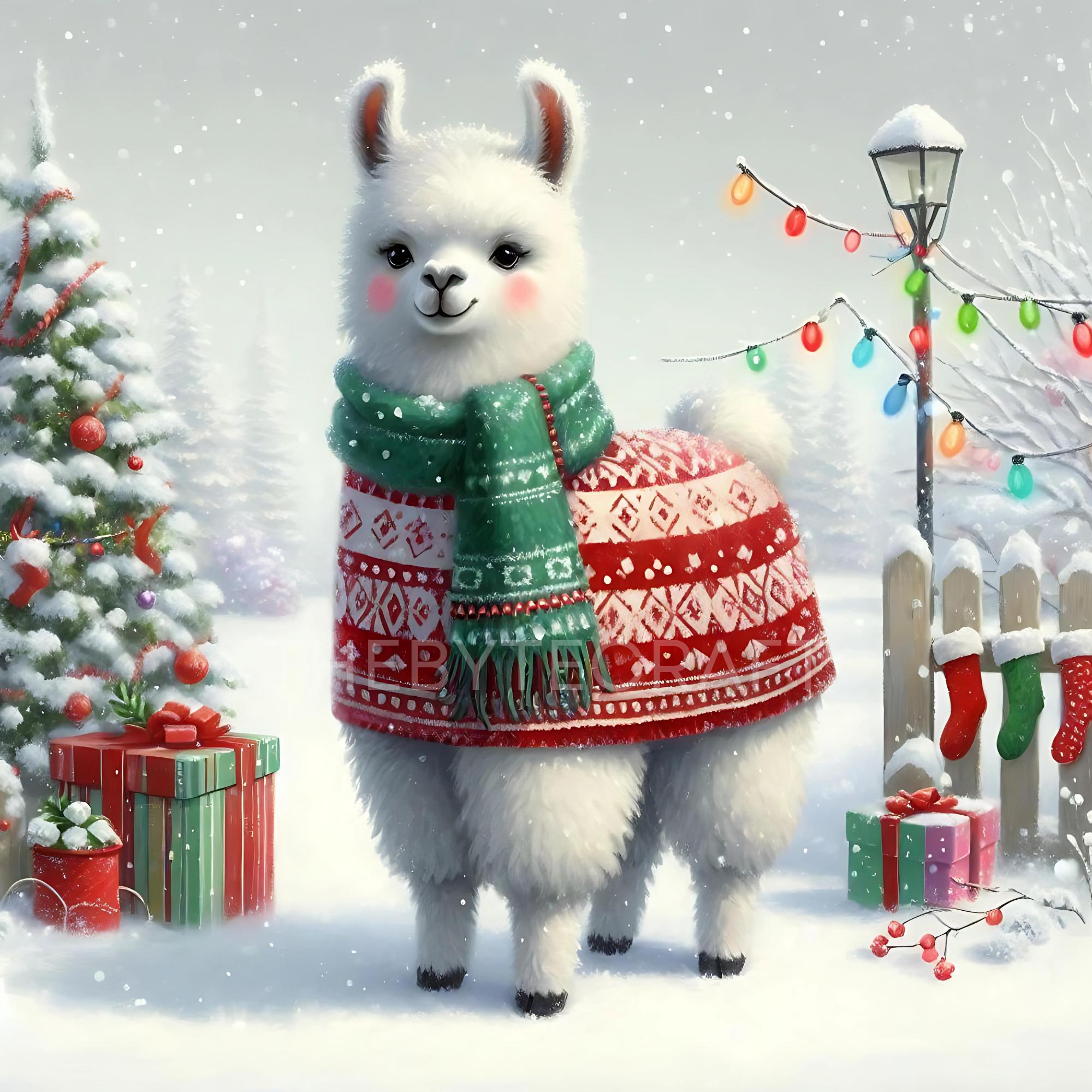 Christmas Llama Clipart Set: Whimsical Holiday Jpegs (digital Download ...