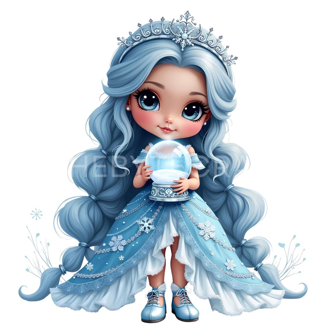 Winter Princess Clipart Bundle: Whimsical Birthday Girl PNG (digital ...