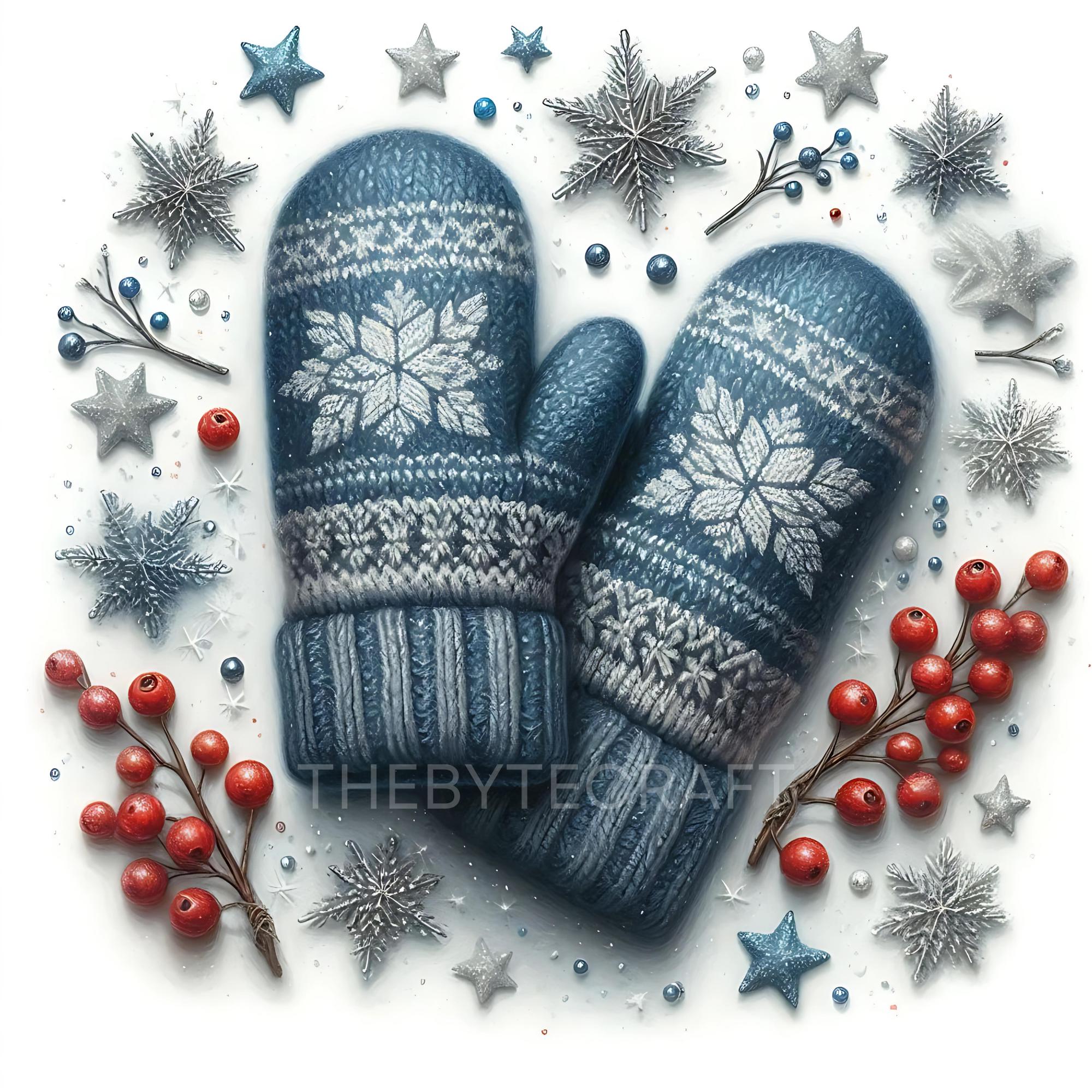 Christmas Mitten Clipart Bundle: Watercolor Winter Graphics (JPG ...
