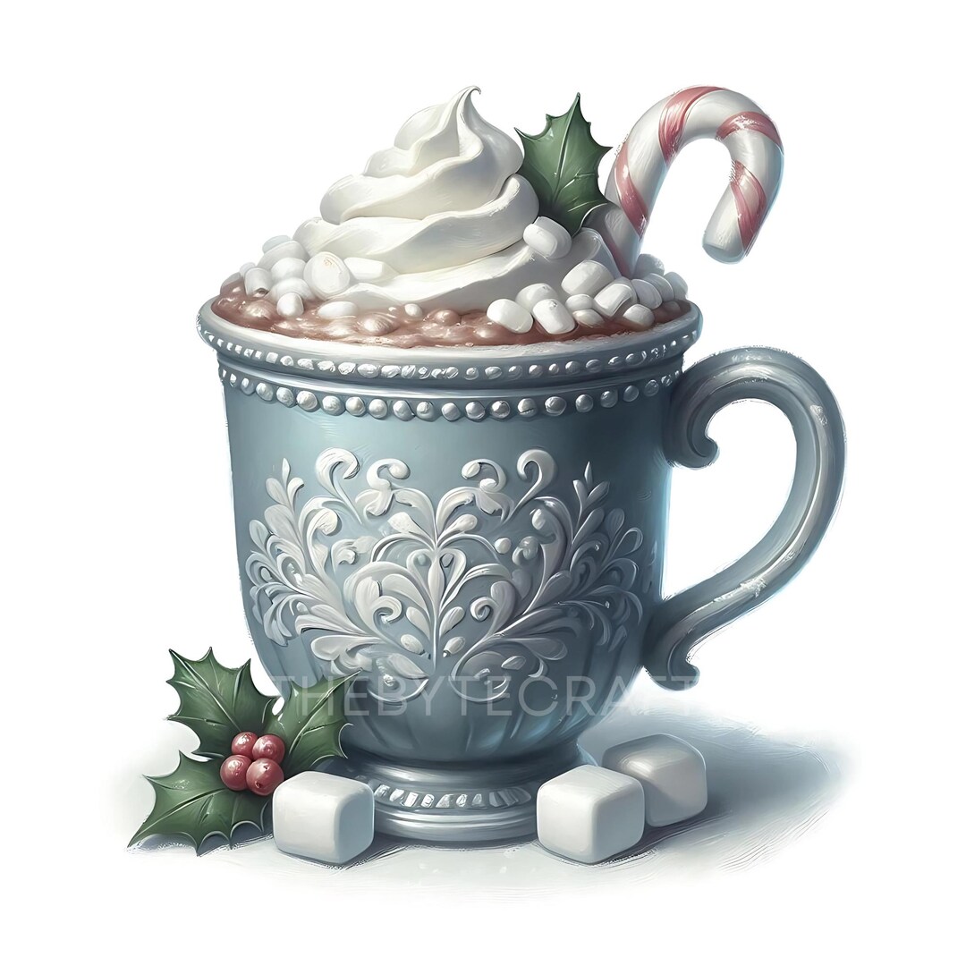 Watercolor Christmas Mug Clipart Bundle: Farmhouse Winter Designs (JPG ...