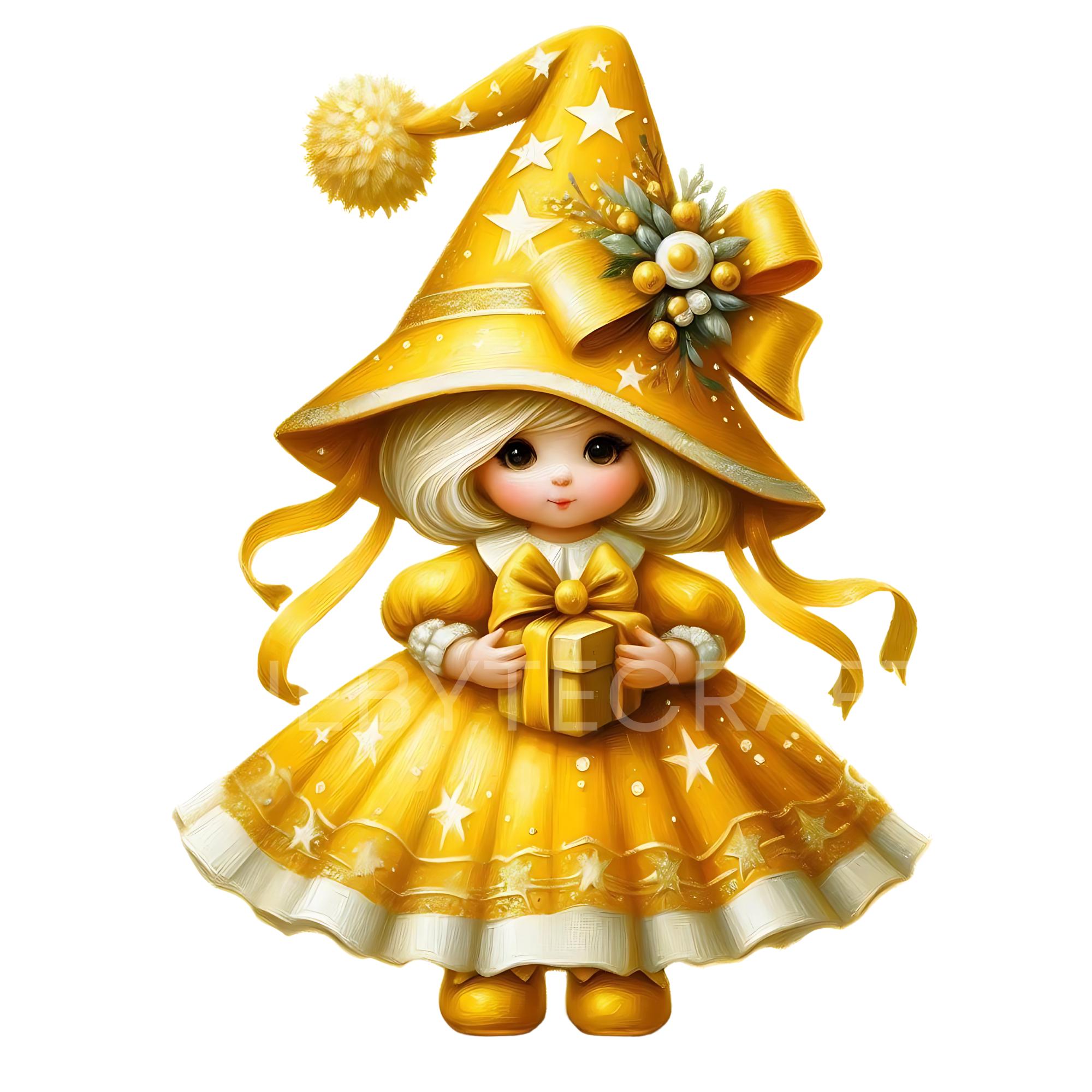 Birthday Princess Watercolor Gnome Clipart: Whimsical PNG Bundle ...