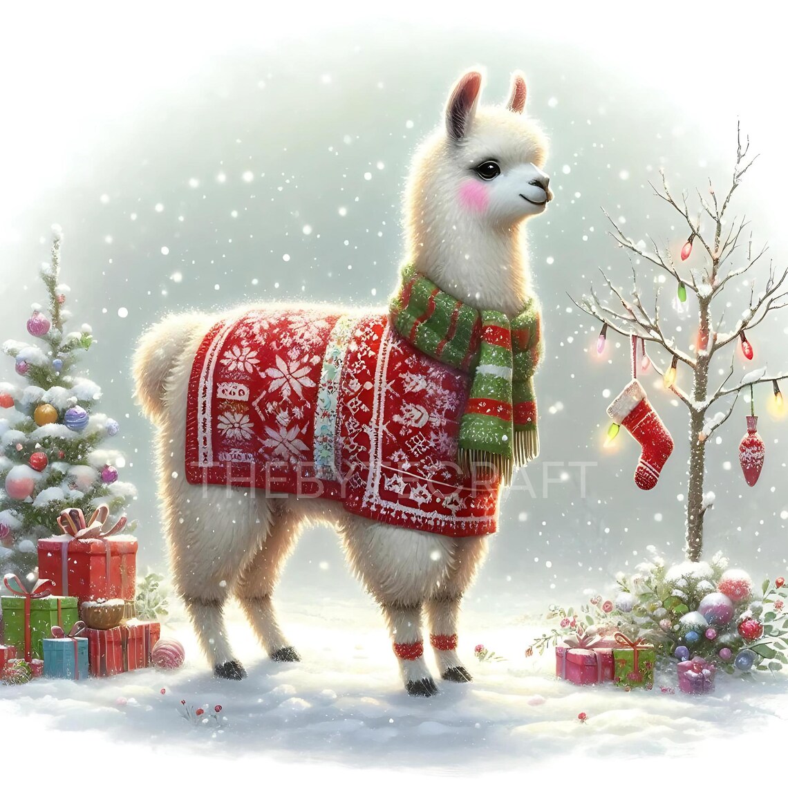 Christmas Llama Clipart Set: Whimsical Holiday Jpegs (digital Download ...