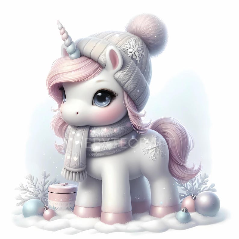 Christmas Unicorn Clipart | Winter Watercolor Printables (digital ...