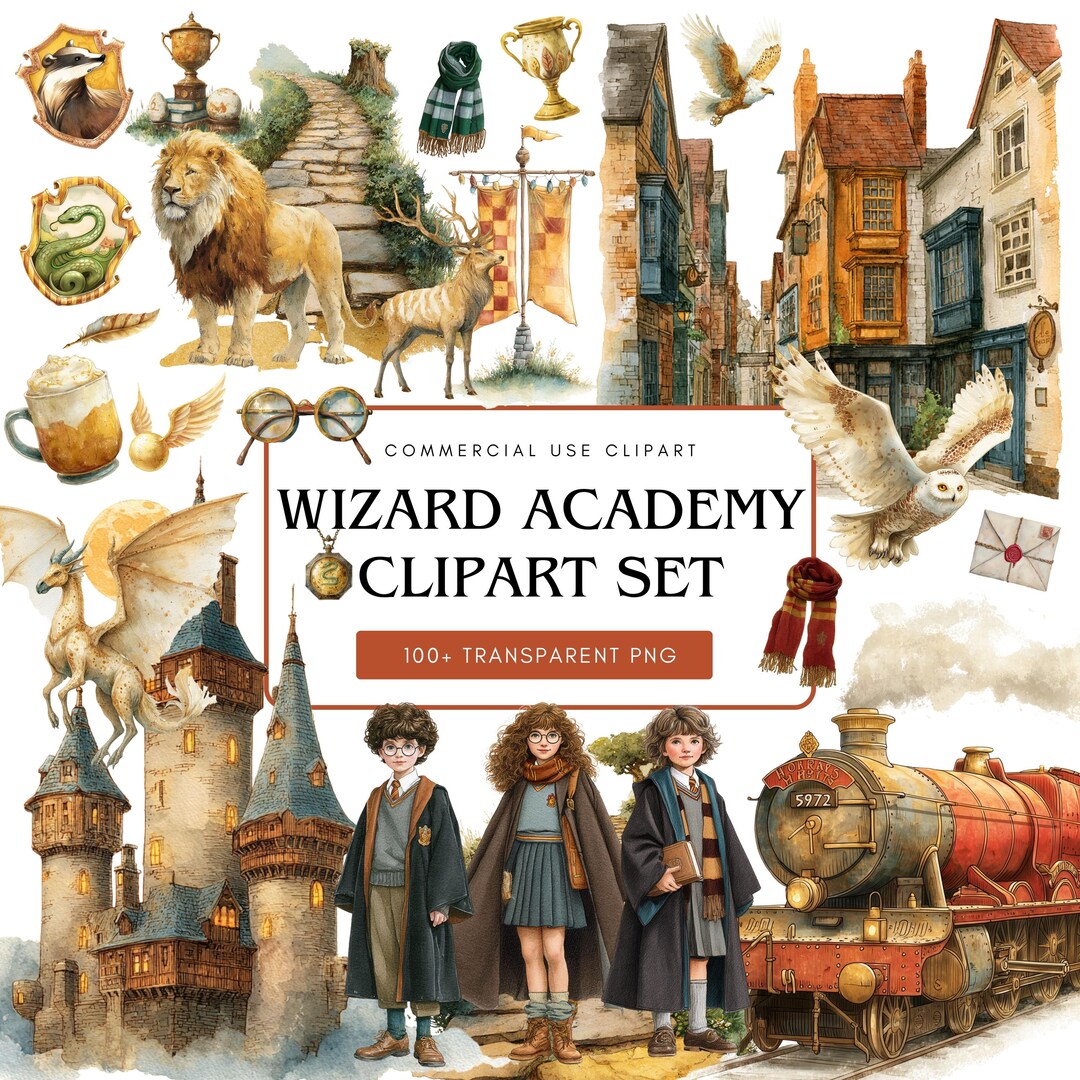 Wizard Academy Clipart Bundle | Magic School PNG Images (instant ...