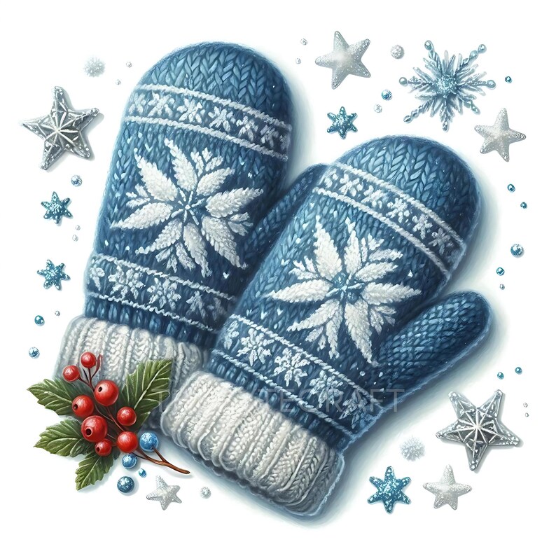 Christmas Mitten Clipart Bundle: Watercolor Winter Graphics (JPG ...