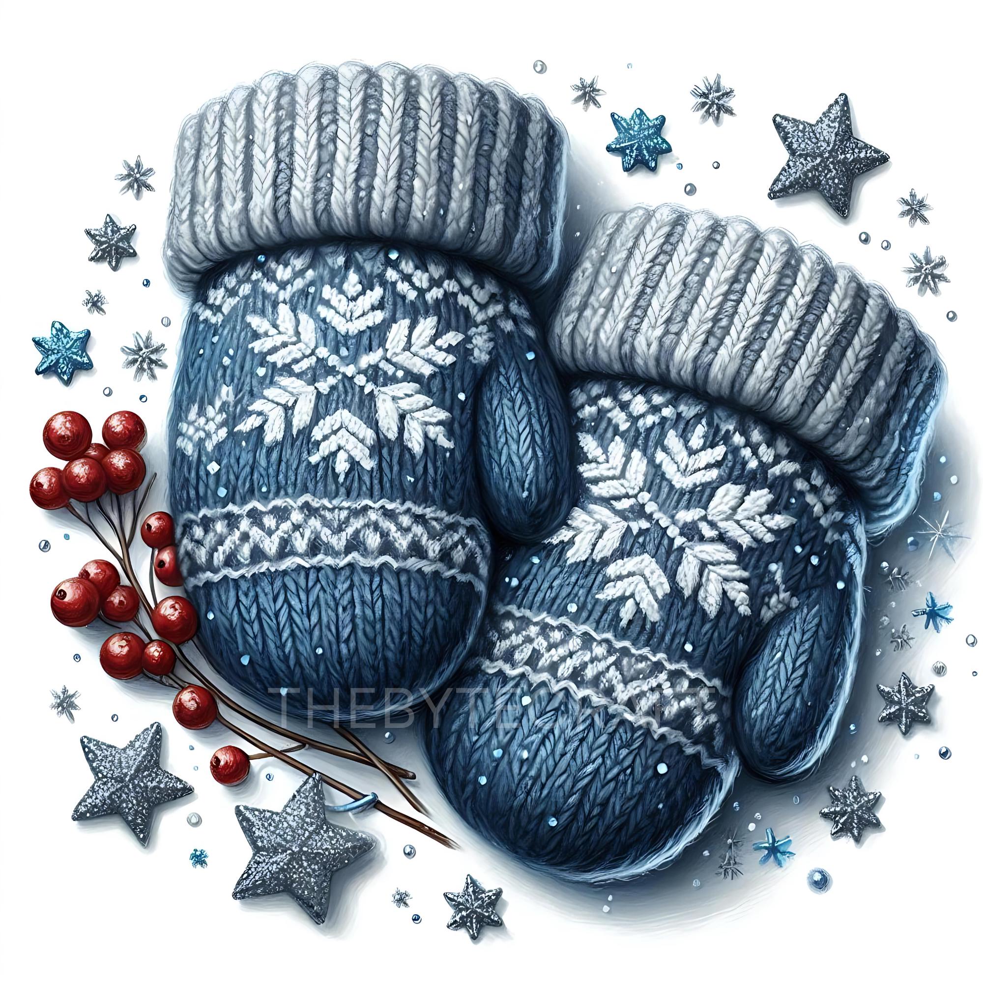 Christmas Mitten Clipart Bundle: Watercolor Winter Graphics (JPG ...