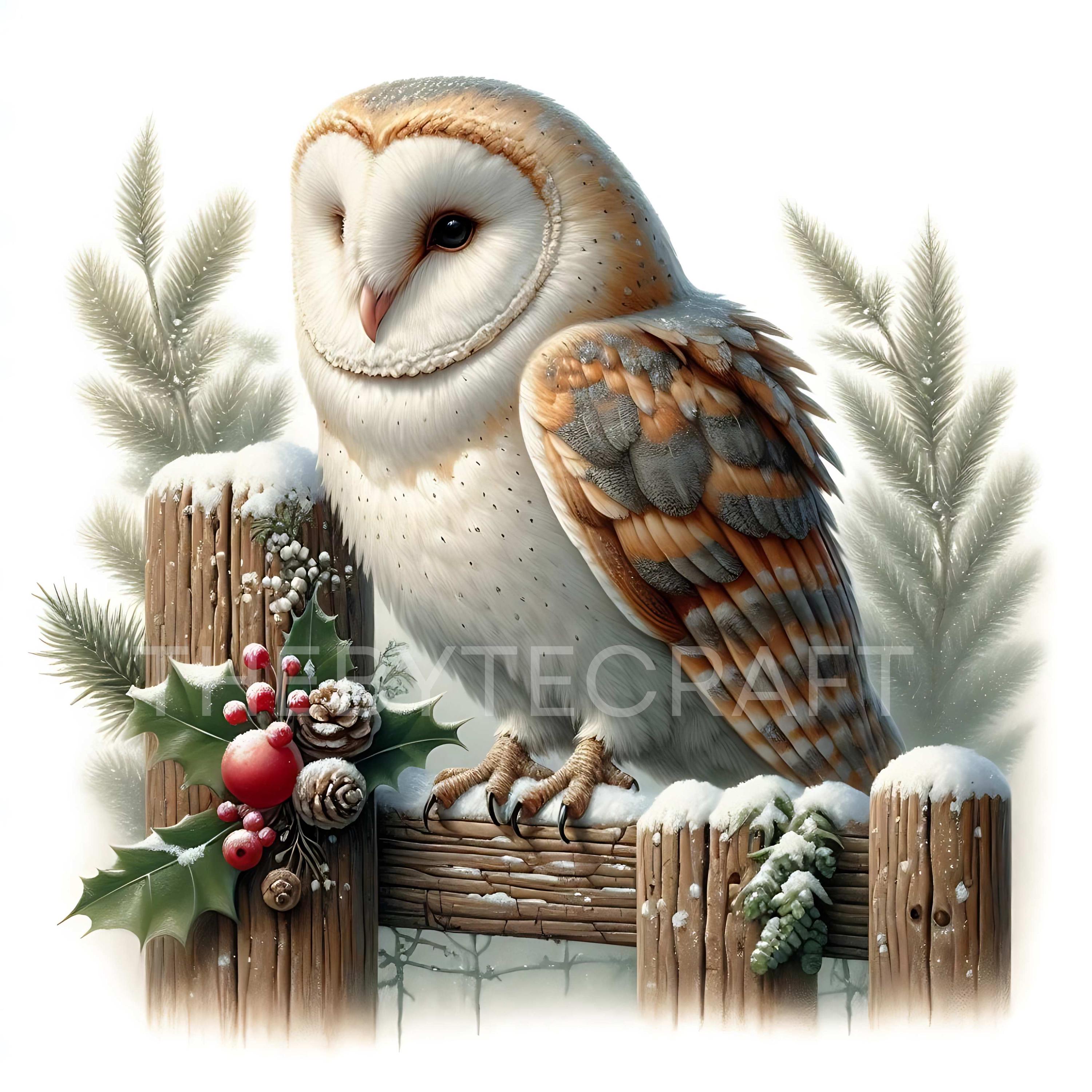 Winter Christmas Owl, Christmas Watercolor Clipart, Christmas Clipart ...