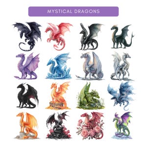 37 Fantasy Mystical Dragons Clipart Collection Fairy Tale PNG Magical ...