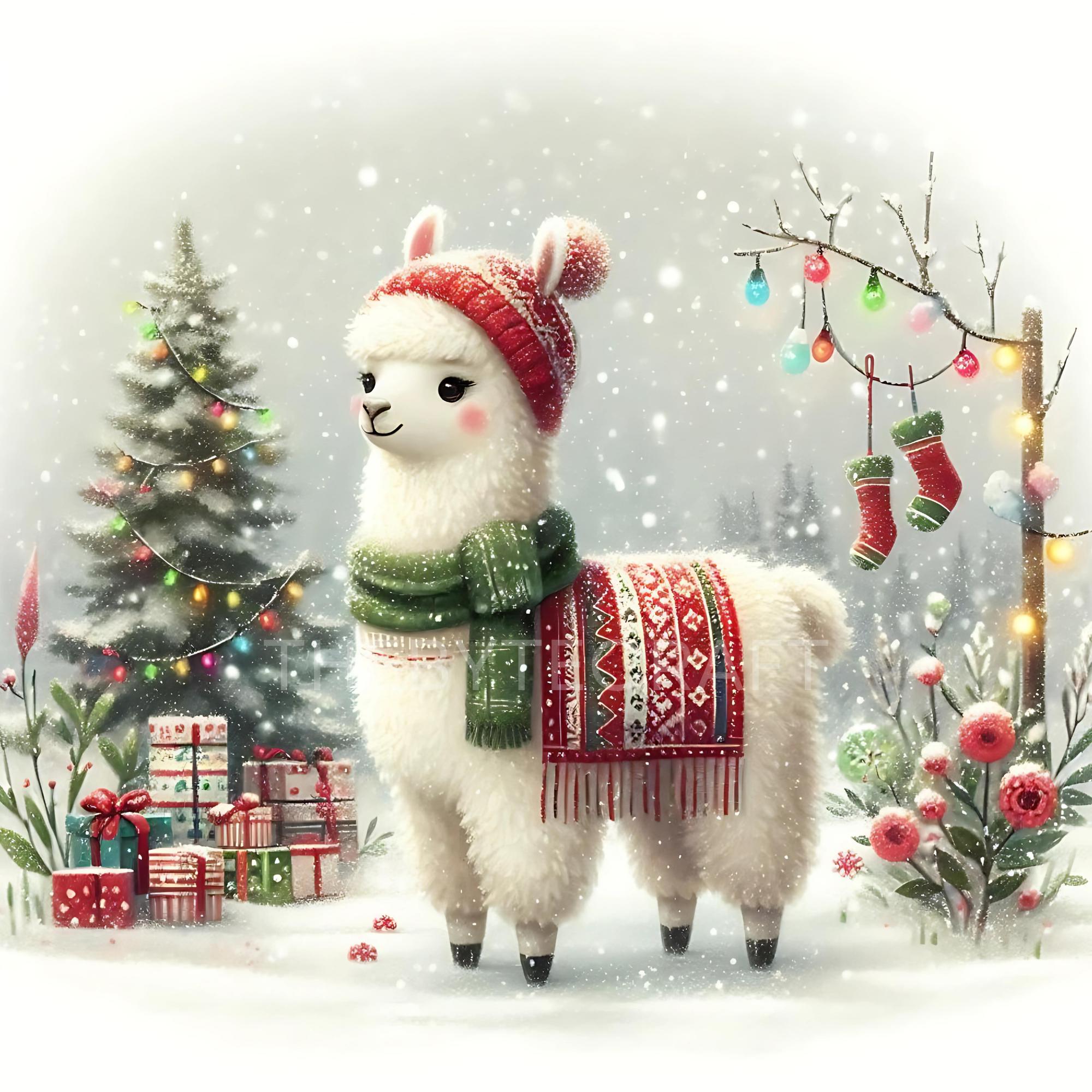 Christmas Llama Clipart Set: Whimsical Holiday Jpegs (digital Download ...