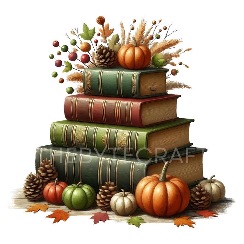 Autumn Books Clipart PNG, Fall Book Clipart Bundle, Fall Books Clipart ...