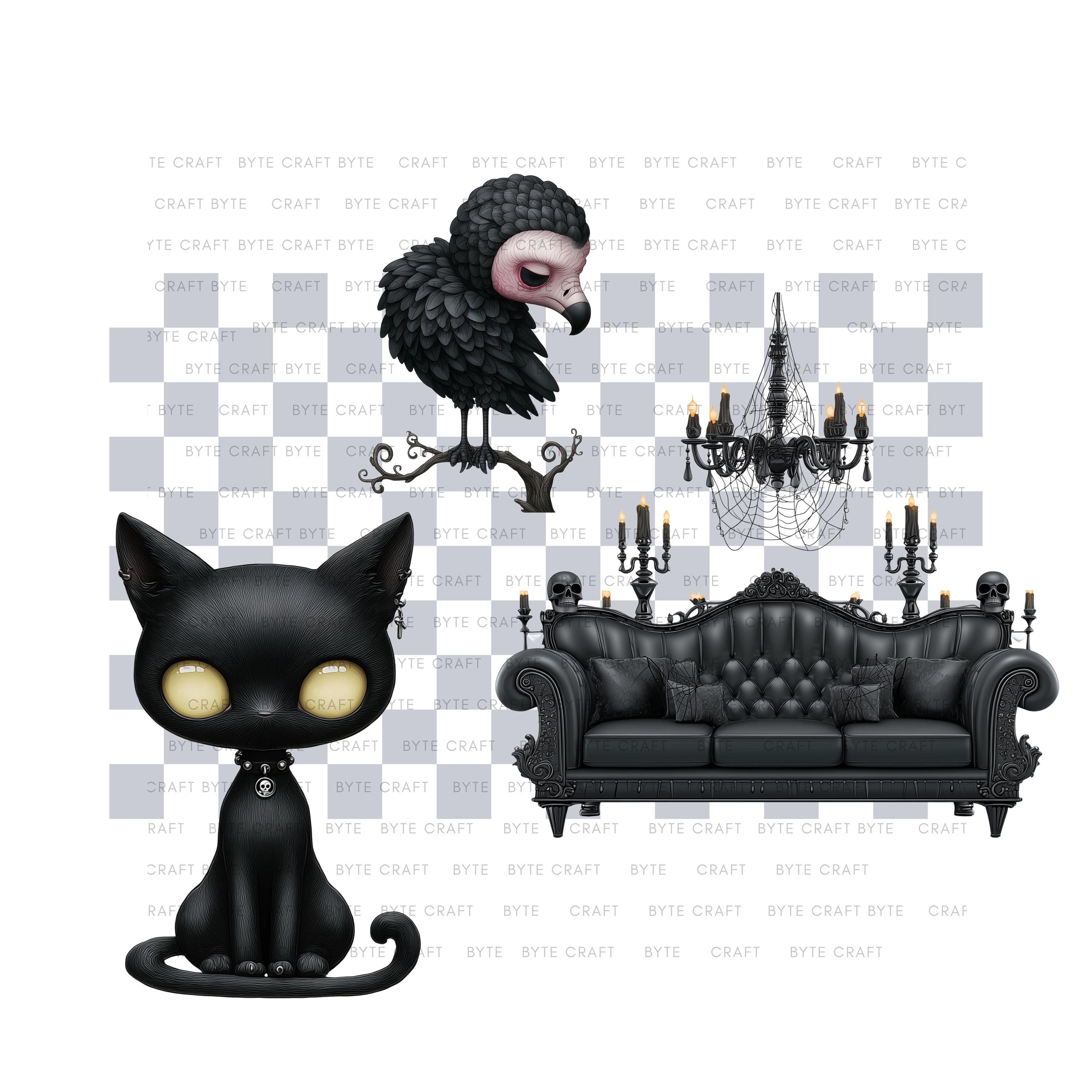 Gothic Haunted House Clipart: Spooky Halloween PNG Images (digital ...