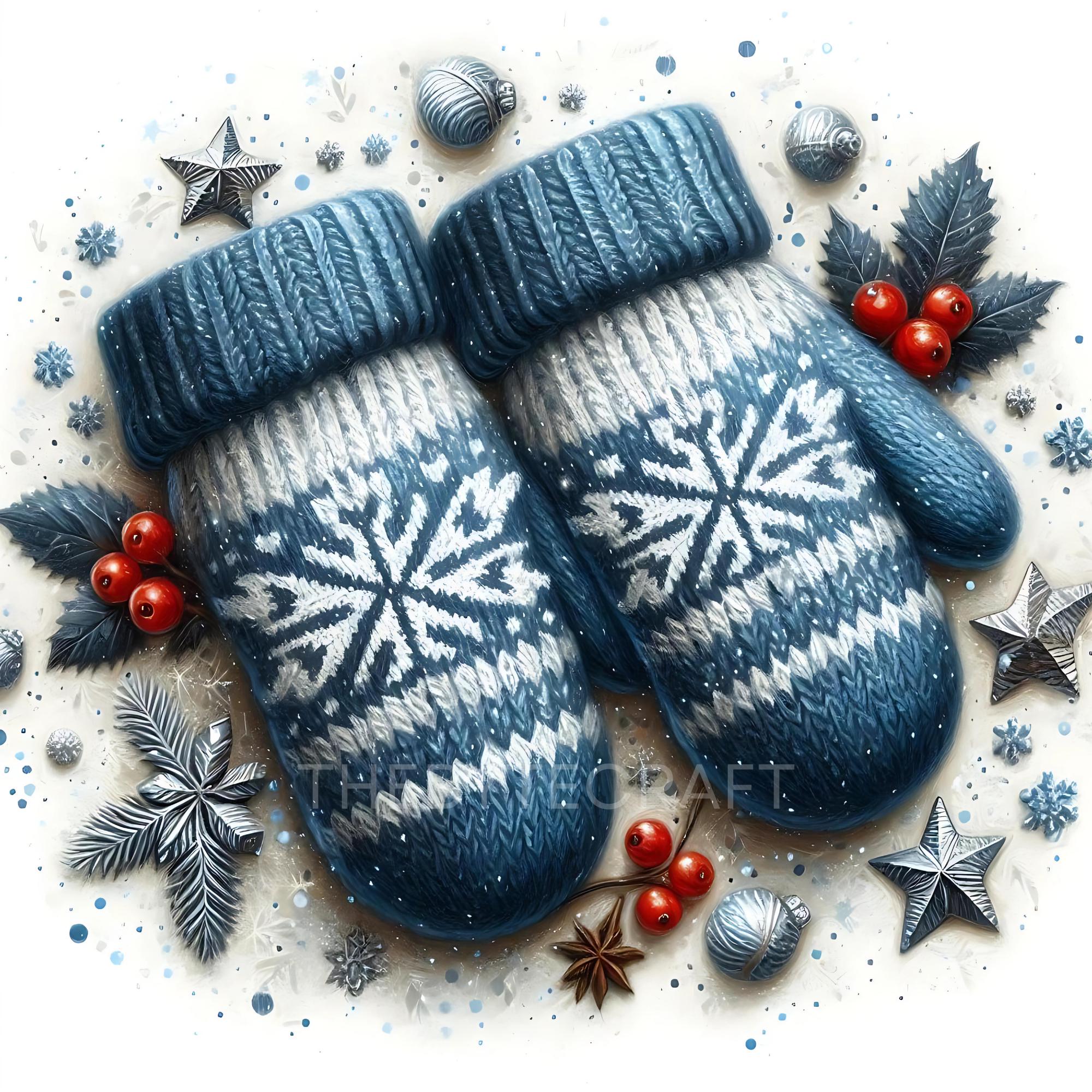 Christmas Mitten Clipart Bundle: Watercolor Winter Graphics (JPG ...