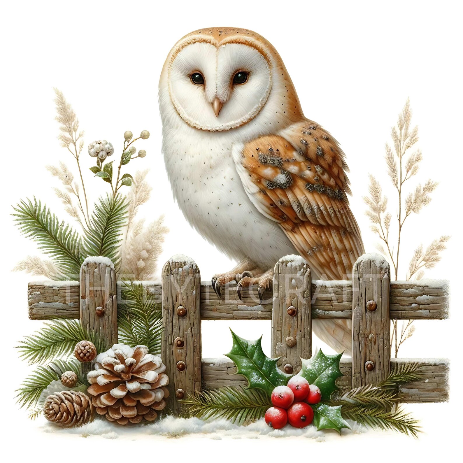 Winter Christmas Owl, Christmas Watercolor Clipart, Christmas Clipart ...