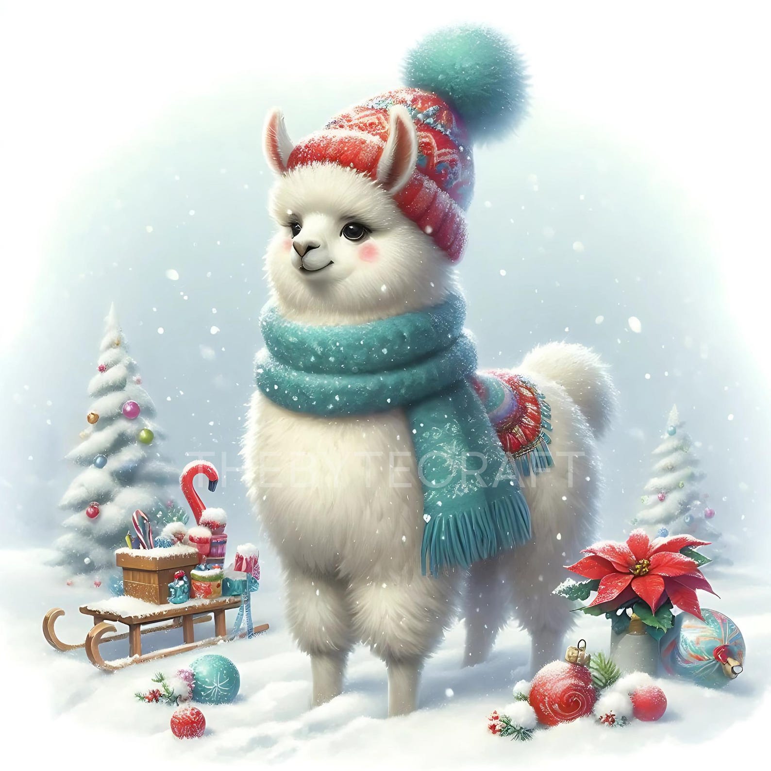 Christmas Llama Clipart Set: Whimsical Holiday Jpegs (digital Download ...