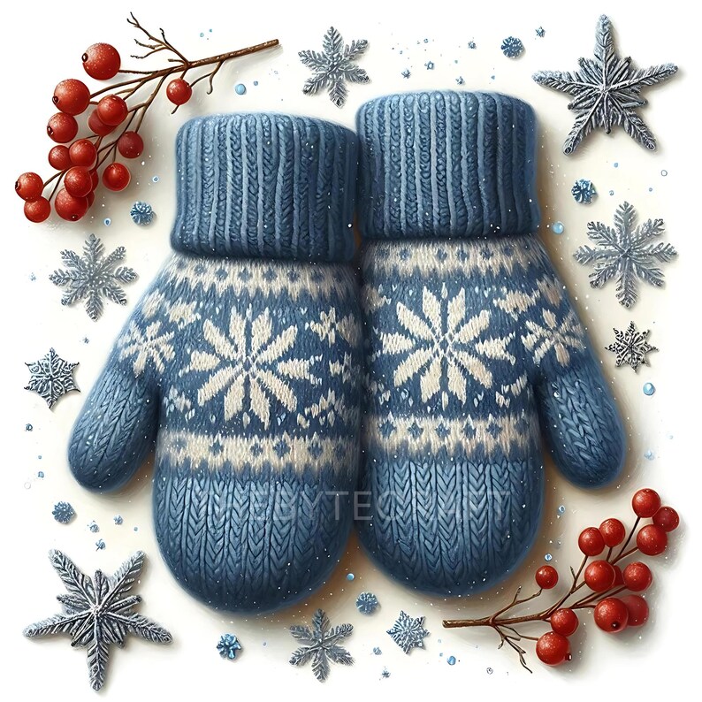 Christmas Mitten Clipart Bundle: Watercolor Winter Graphics (JPG ...