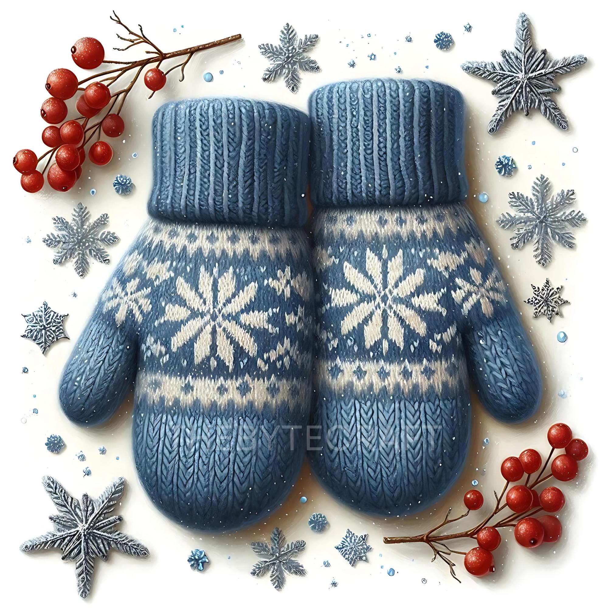 Christmas Mitten Clipart Bundle: Watercolor Winter Graphics (JPG ...