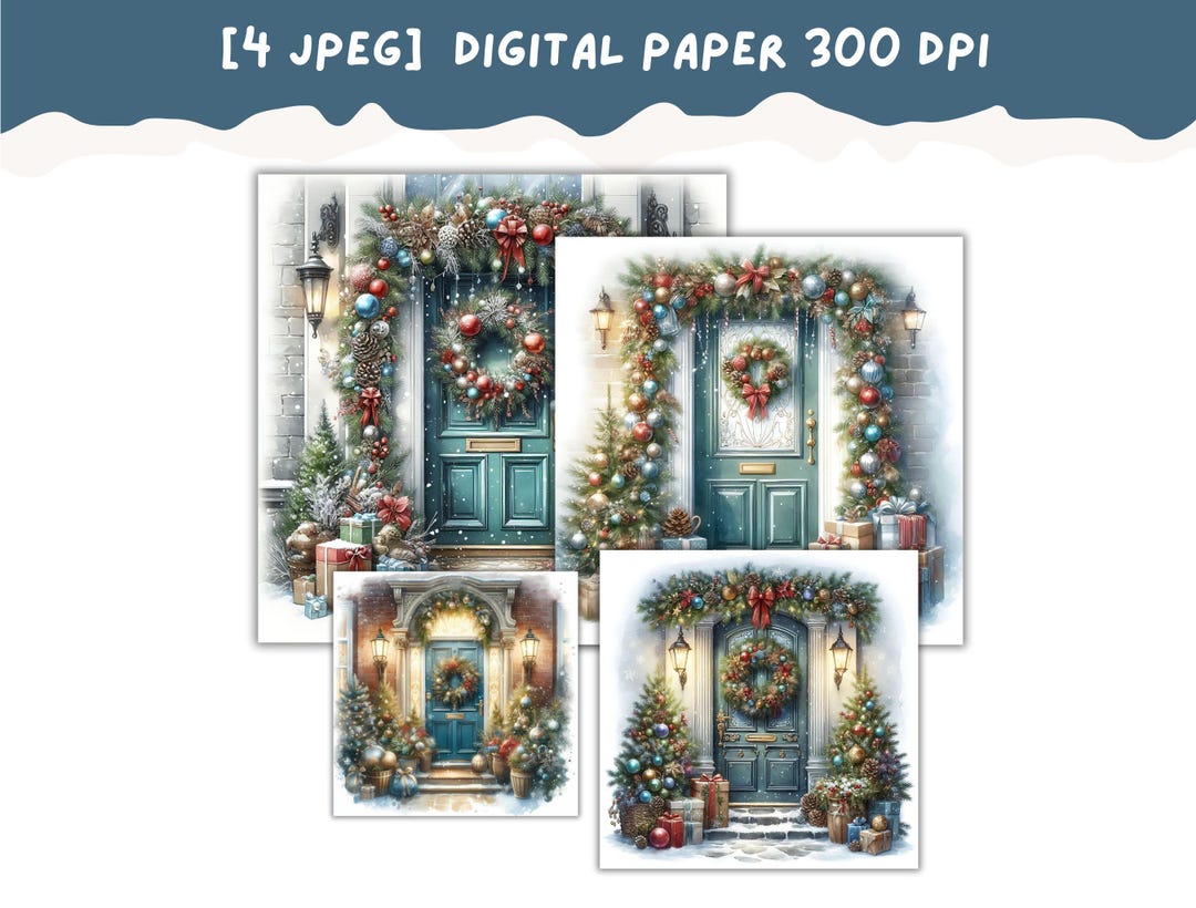 Christmas Watercolor Digital Paper: Festive Holiday Backgrounds (JPG ...