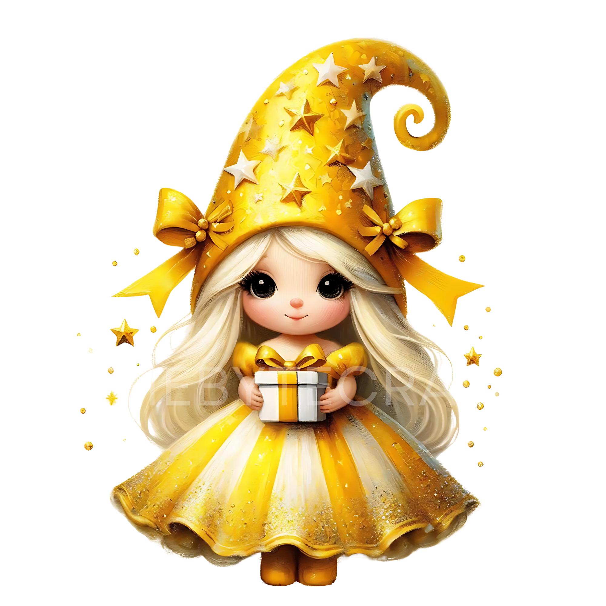 Birthday Princess Watercolor Gnome Clipart: Whimsical PNG Bundle ...