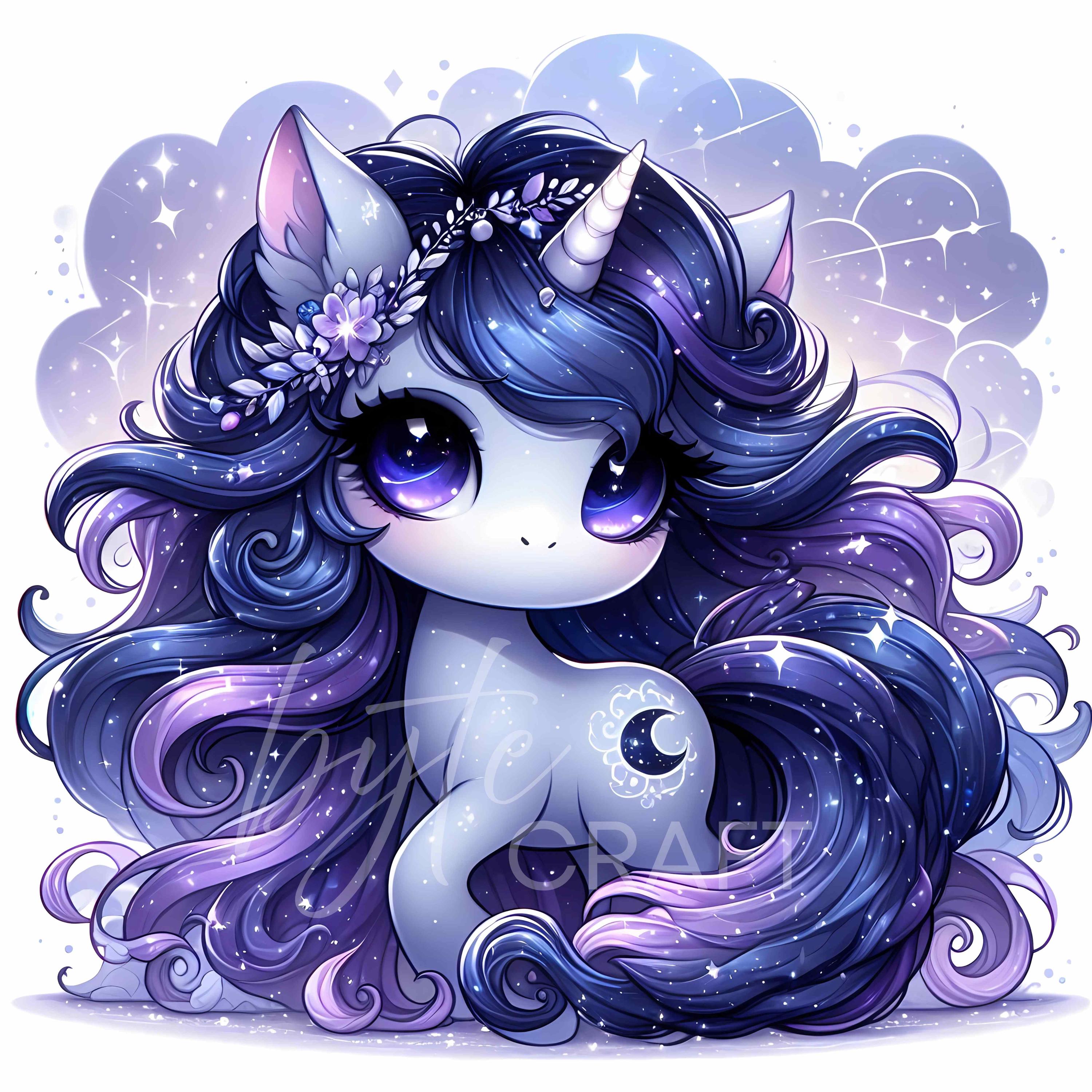 10 High-quality 300 DPI JPEG Celestial Blossom Unicorn Clipart Galaxy ...