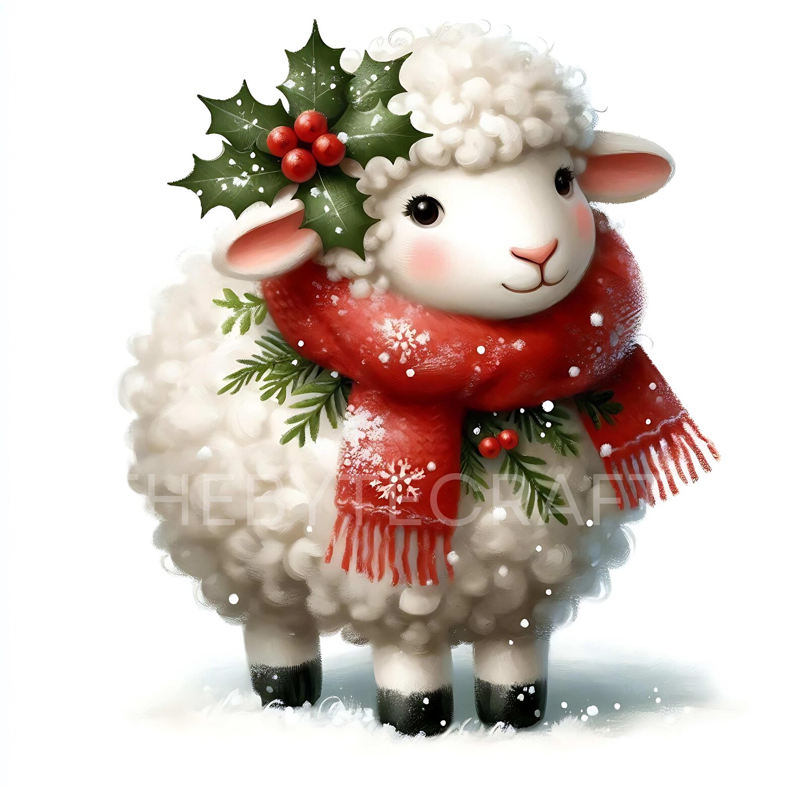 Christmas Sheep Clipart Bundle: Watercolor Farmhouse Style (JPG ...